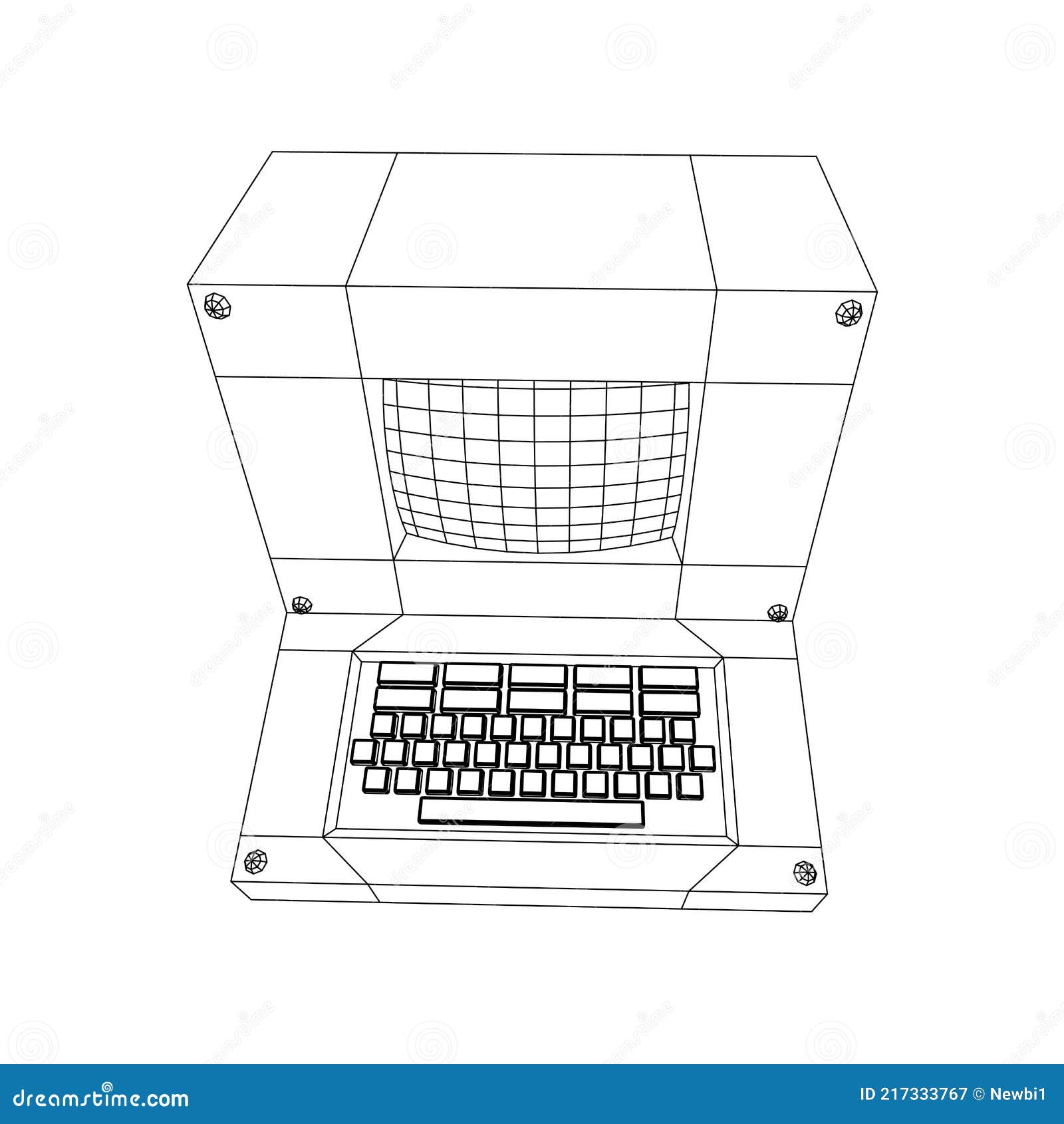 Classic Retro Perconal Computer. Programming Code Concept Stock Vector ...