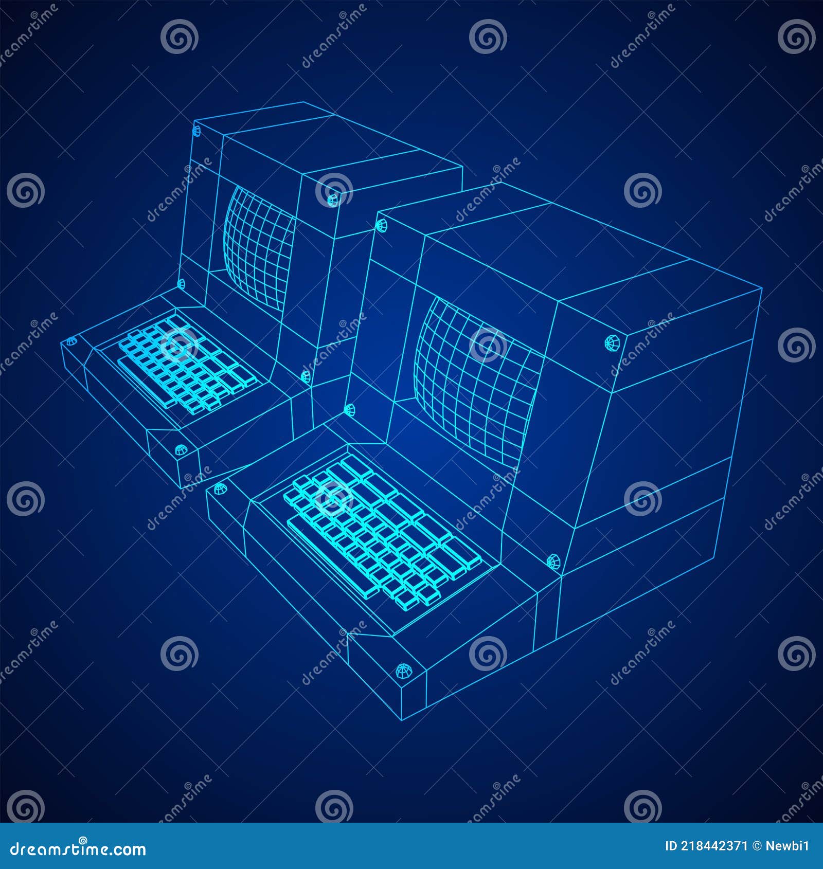 Classic Retro Perconal Computer. Programming Code Concept Stock Vector ...