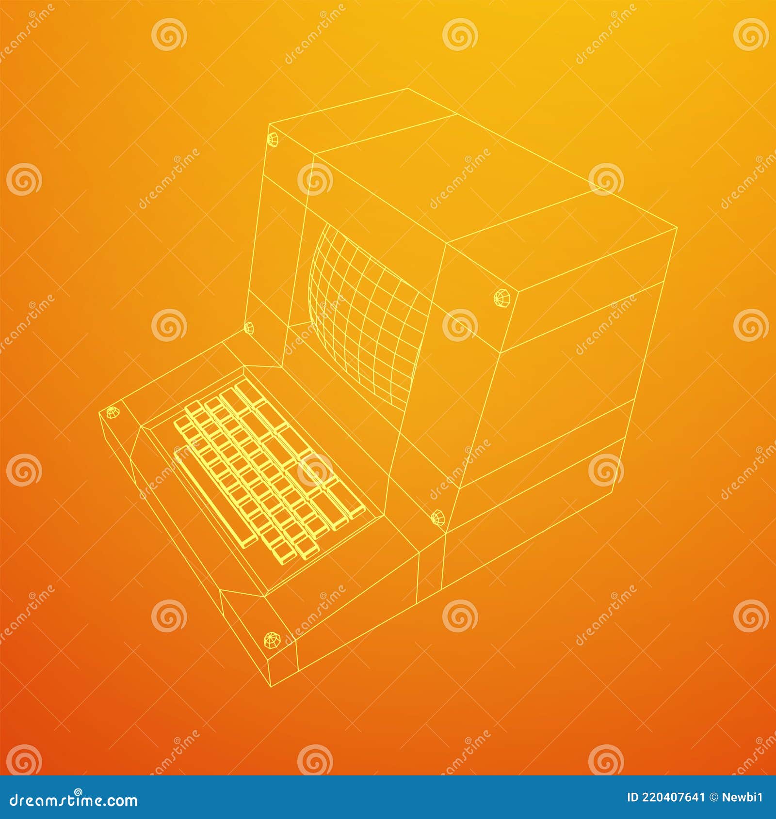 Classic Retro Perconal Computer. Programming Code Concept Stock Vector ...