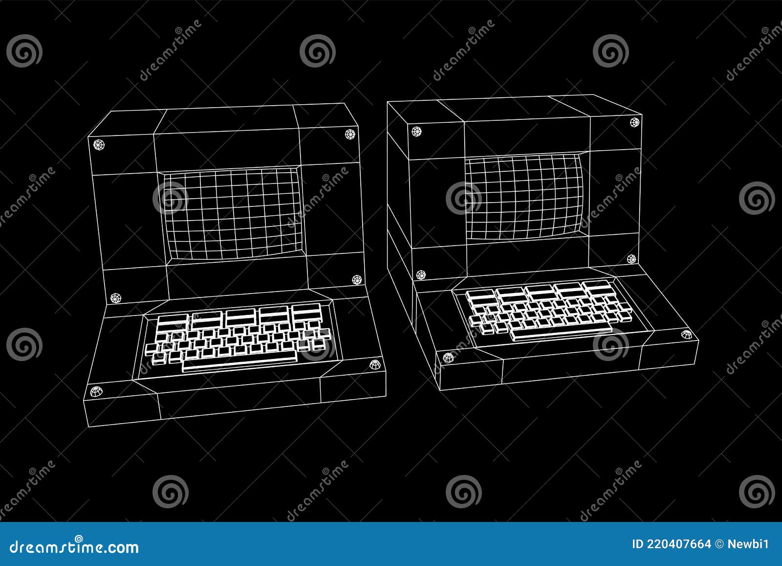 Classic Retro Perconal Computer. Programming Code Concept Stock Vector ...