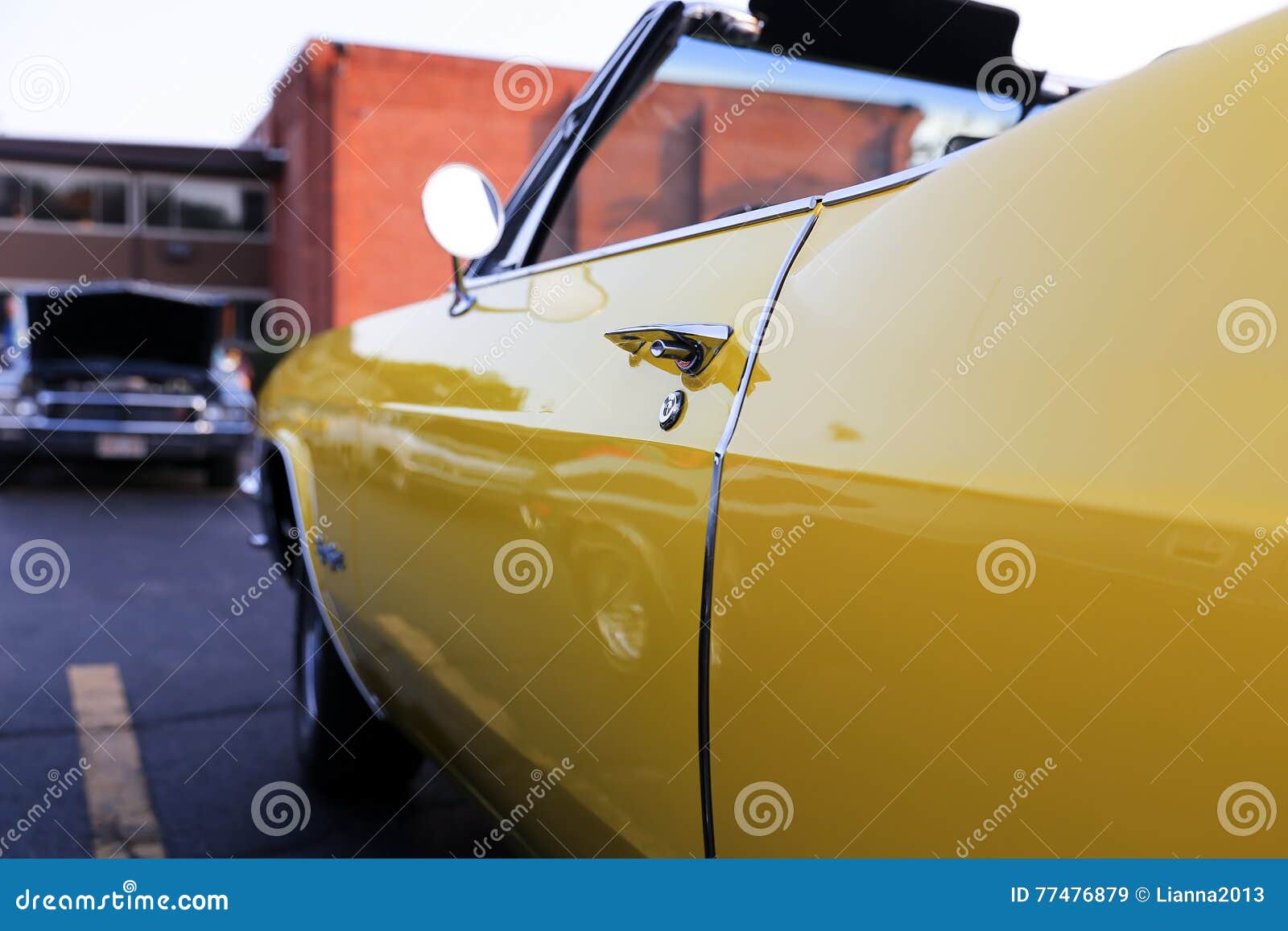 Classic Retro Vintage Yellow Car Stock Image - Image of parking, show ...