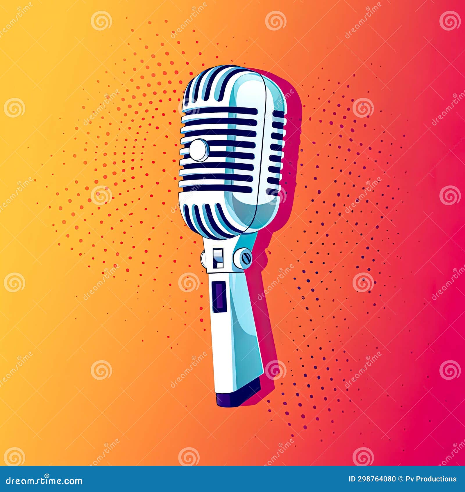 Classic Retro Voice Microphone Instrument on a Orange Background. Stock ...