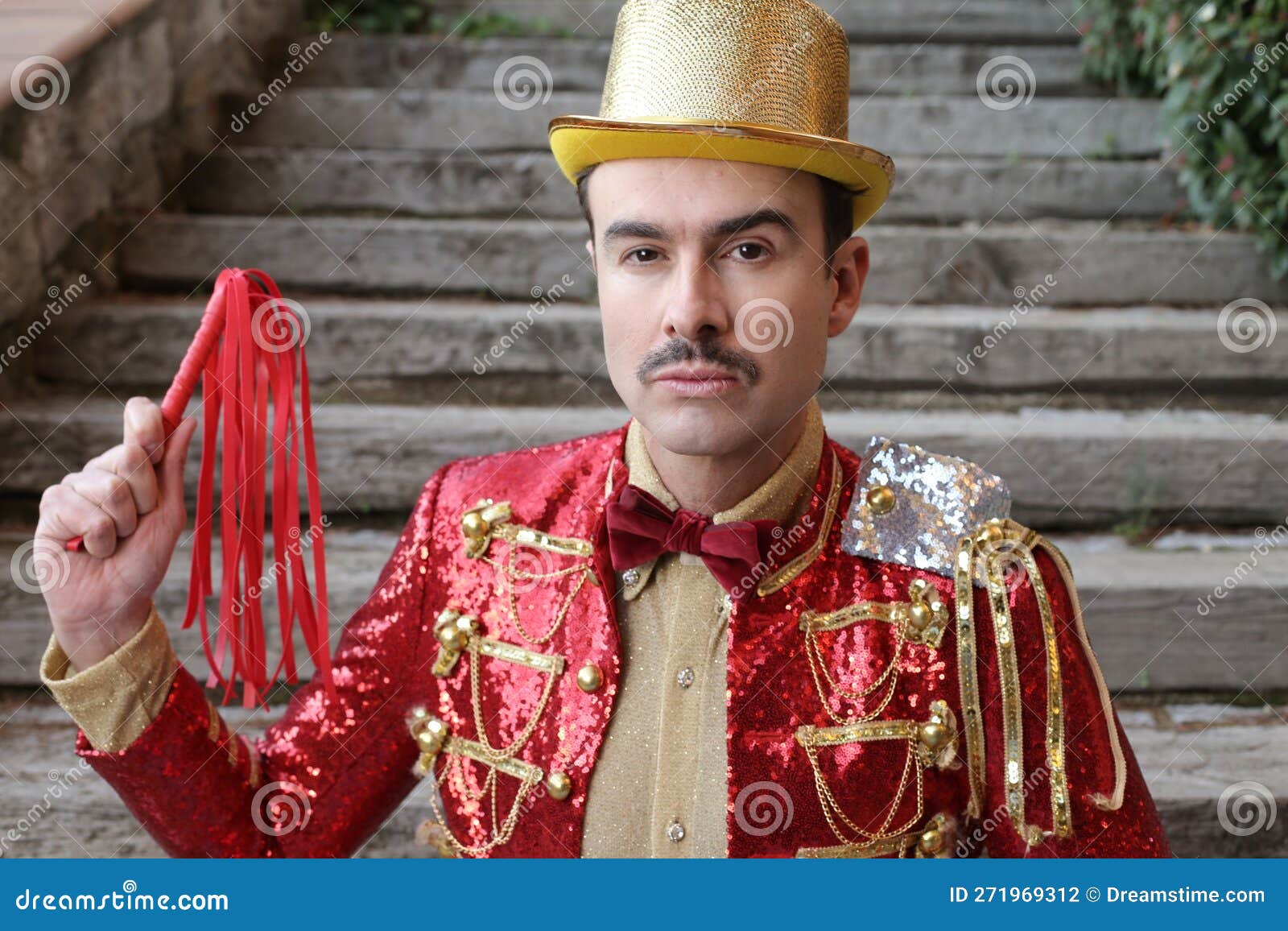 Classic Ringmaster Holding a Red Whip Stock Photo - Image of armed ...