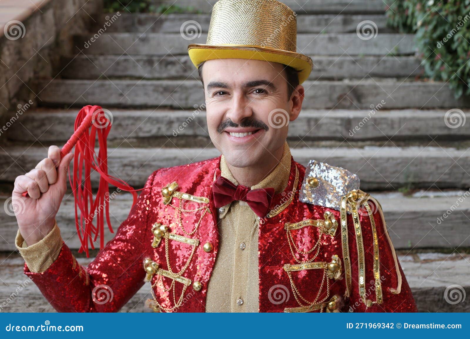 Classic Ringmaster Holding a Red Whip Stock Photo - Image of fashion ...