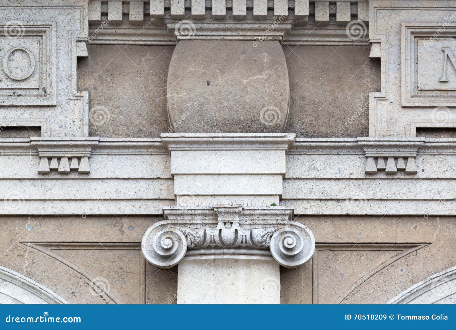 Classic Roman Columns In The Garden. A Picturesque Alley With Antique ...