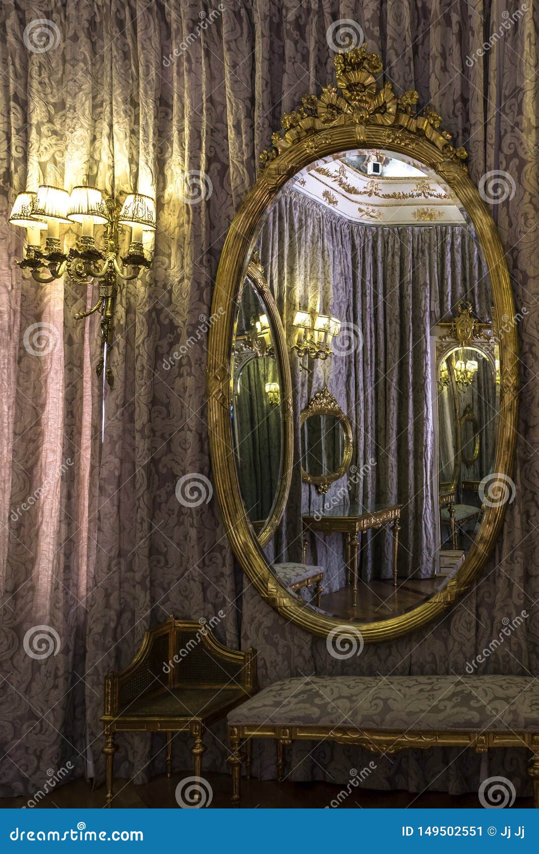Classic Room Reflected in a Mirror Stock Image - Image of decor ...