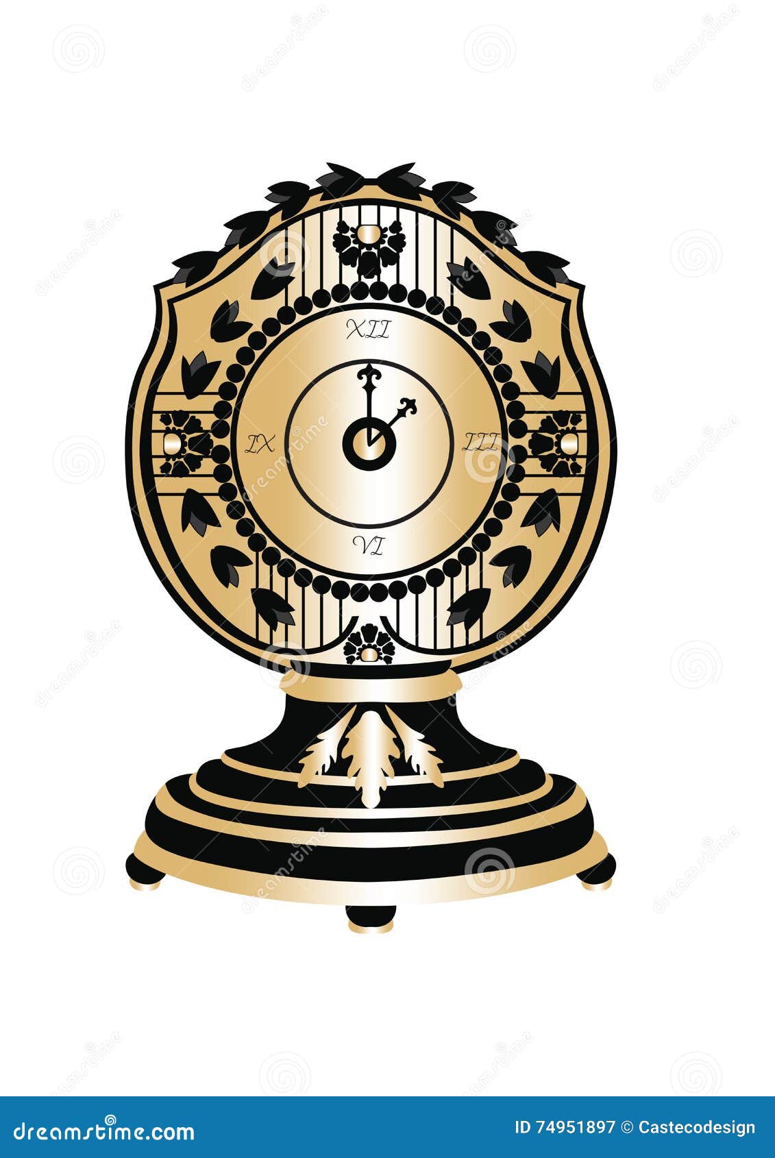 Classic Round Golden clock stock vector. Illustration of interior ...