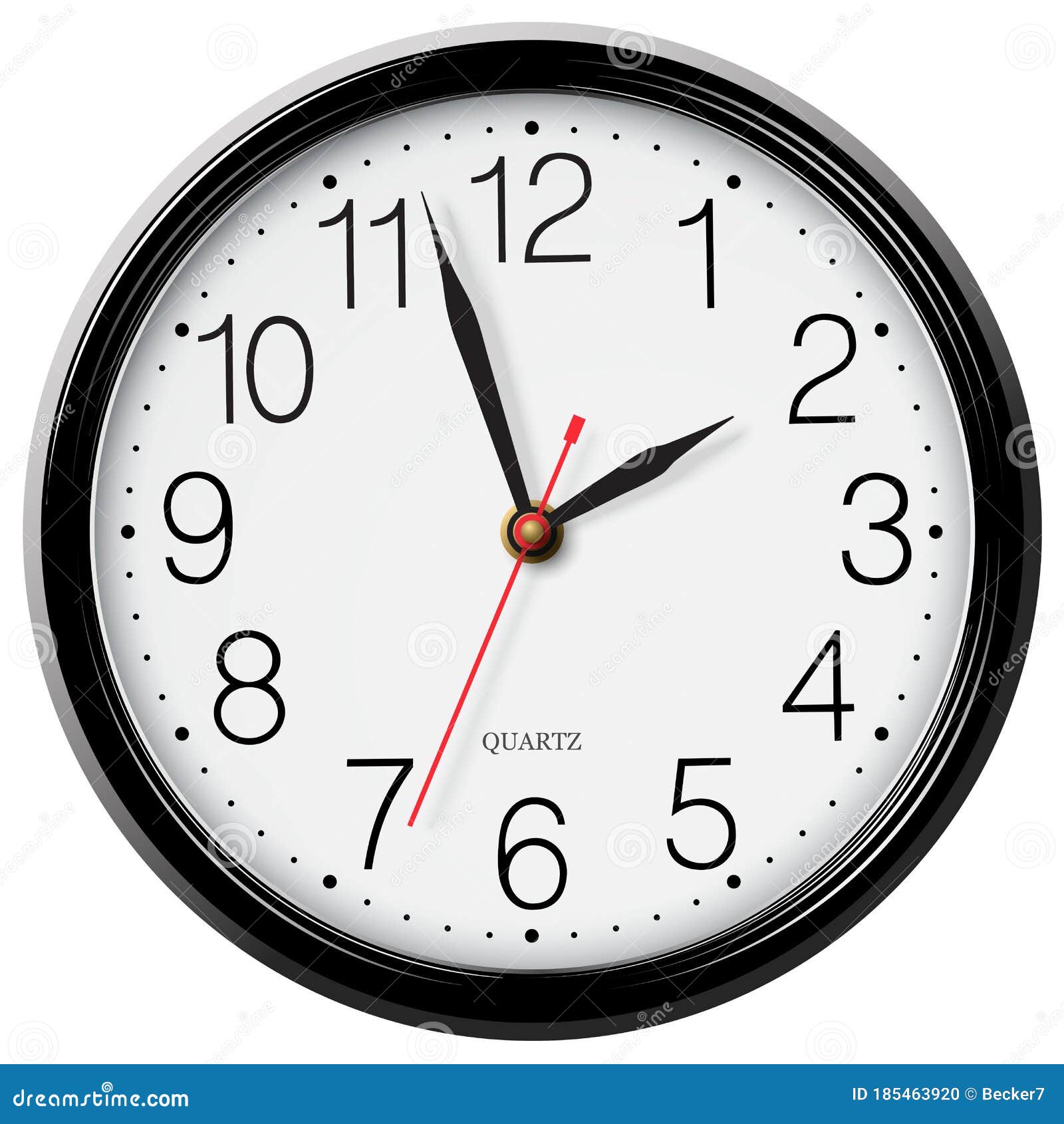 Classic Round Wall Clock Isolated on White Stock Vector - Illustration ...
