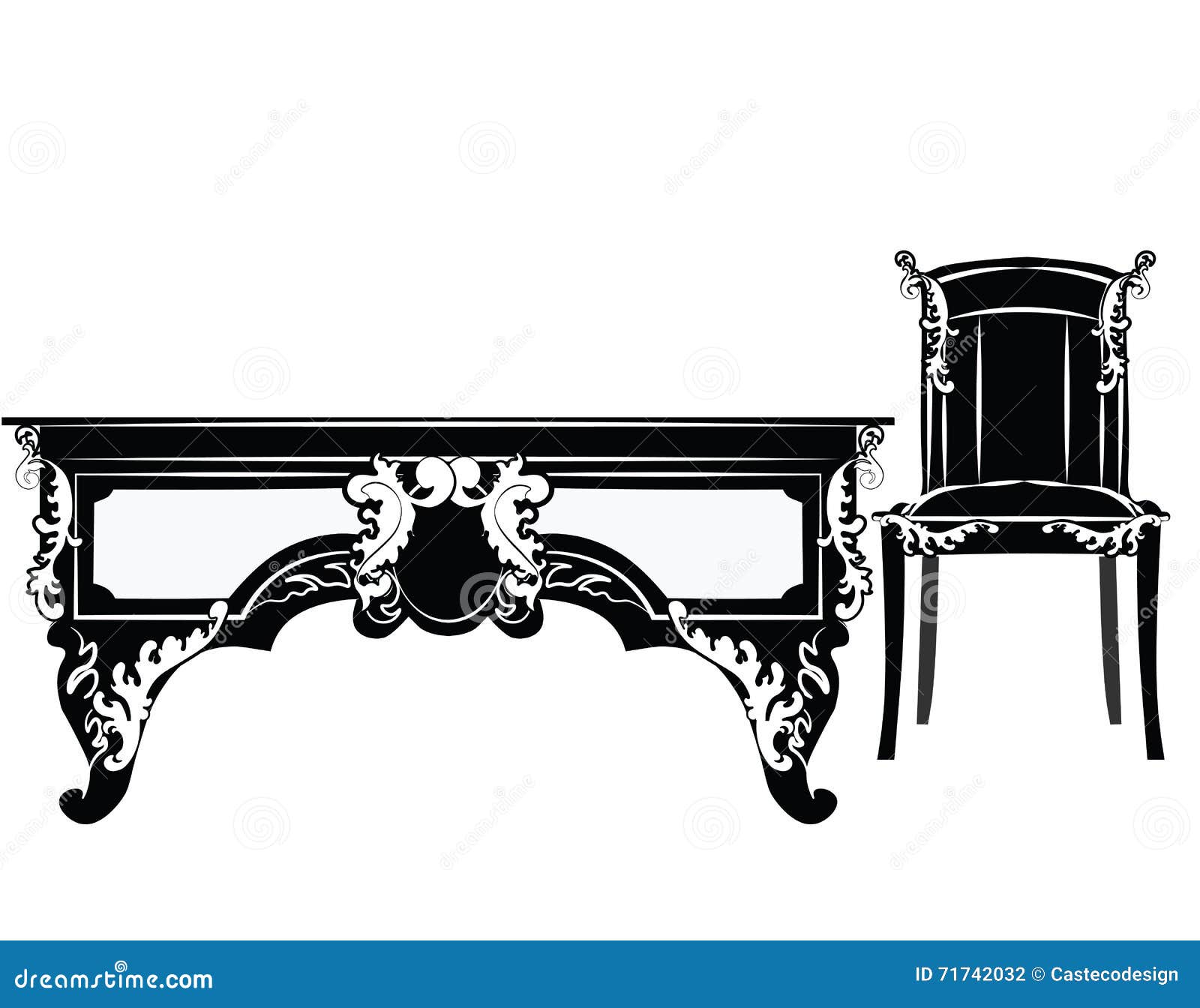 Classic Royal Chair and Table Stock Vector - Illustration of mirror ...