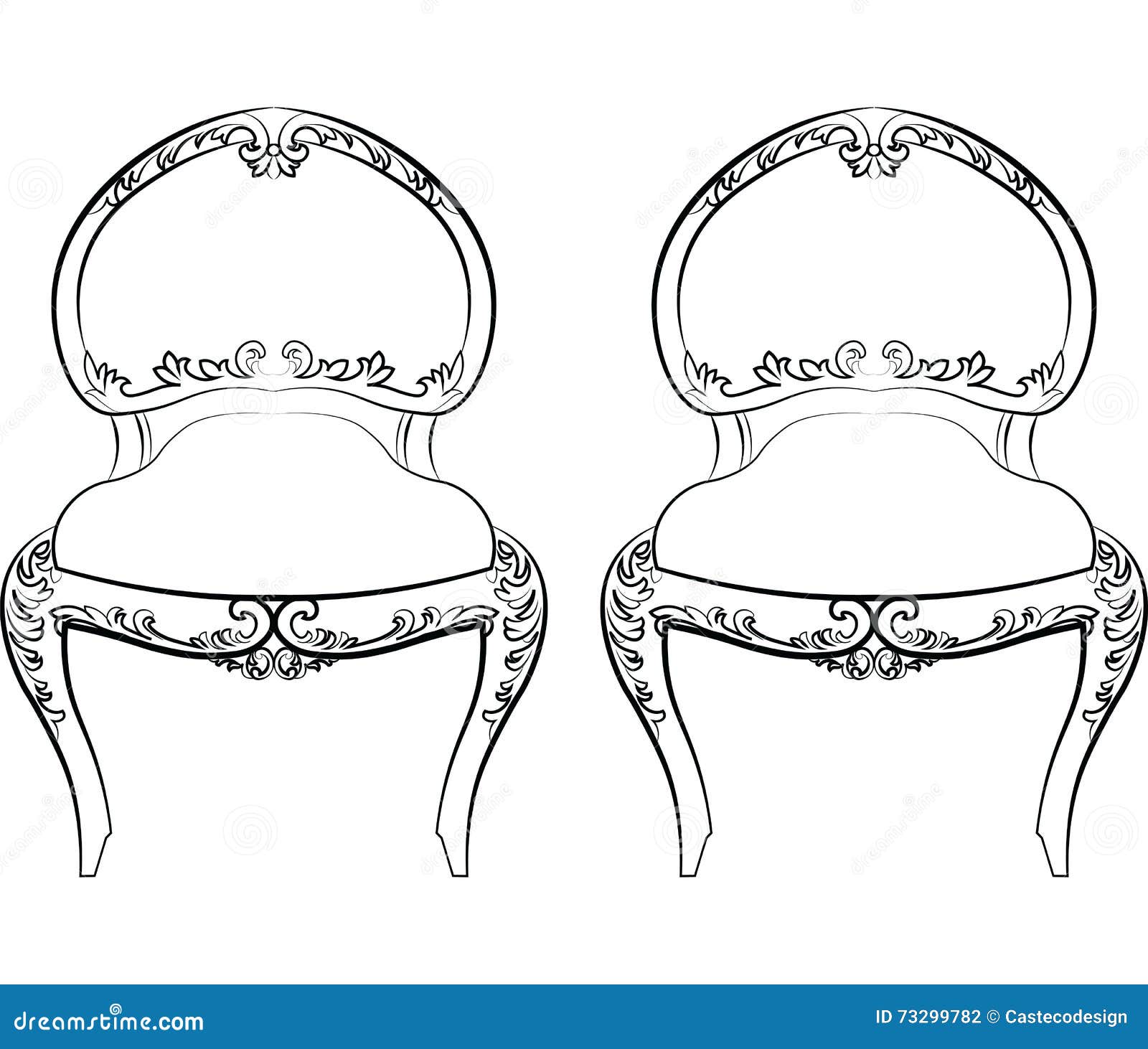 Classic Royal Chairs Set with Luxurious Ornaments Stock Illustration ...