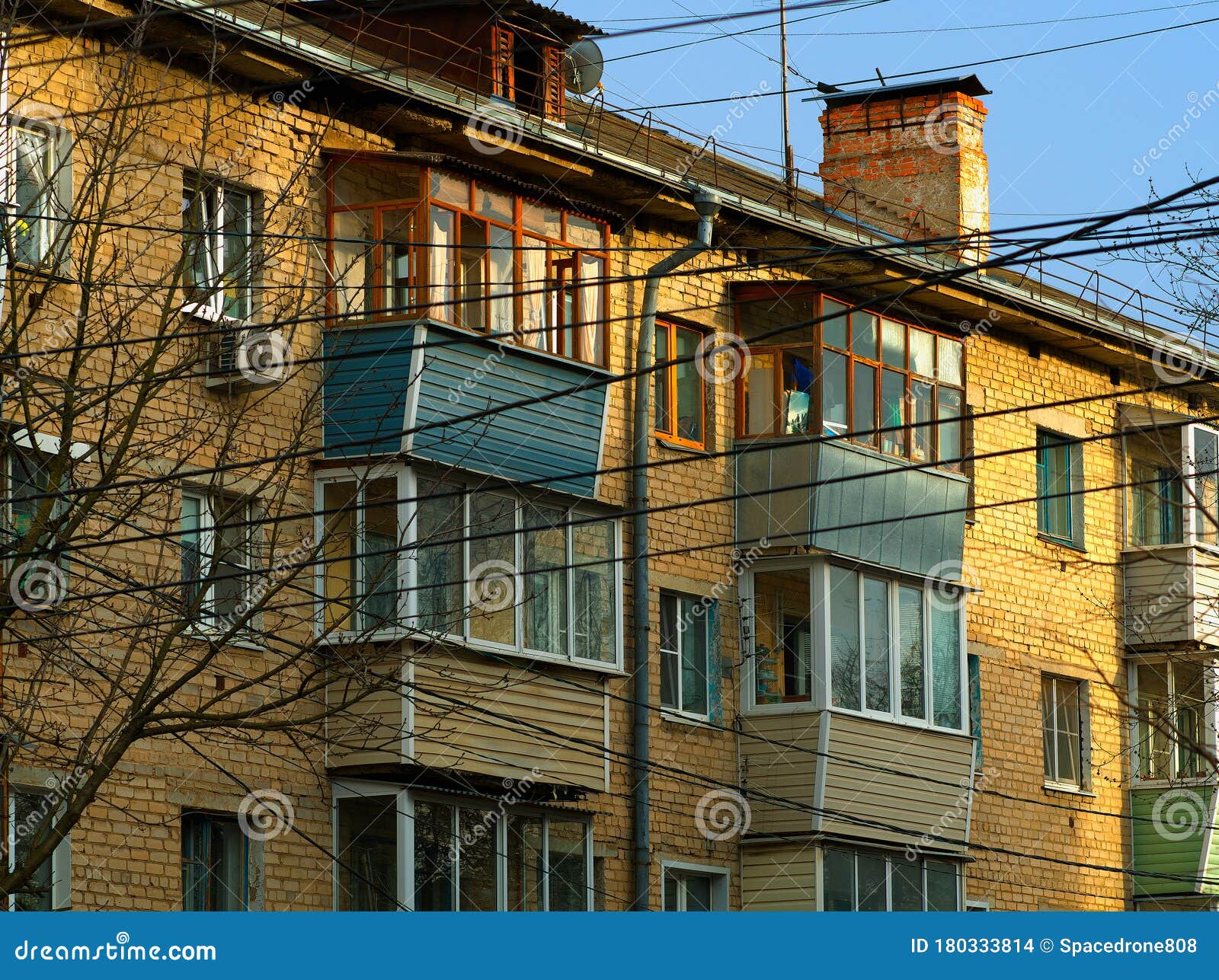 Classic Russian Building at City Suburbs Background Stock Photo - Image ...