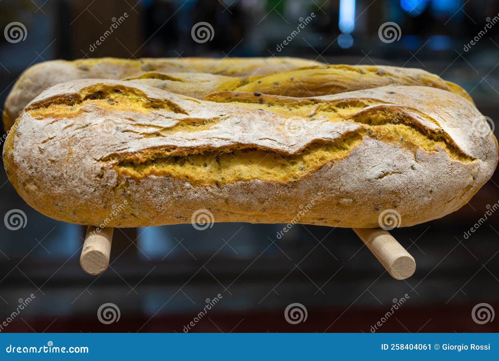 Classic Rustic Italian Loaf of Bread Resting on a Transparent Glass ...