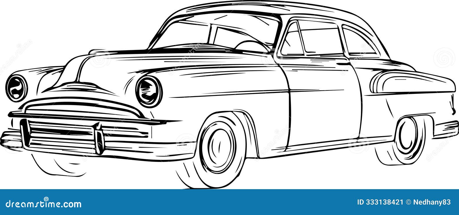 Classic 1940s Vintage Car Line Drawing Stock Illustration ...