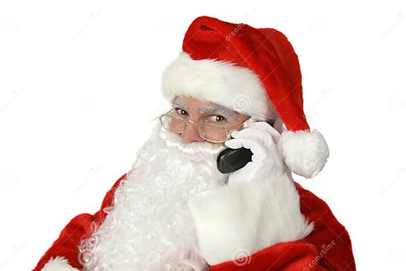 Classic Santa with Cellphone Stock Image - Image of isolated ...