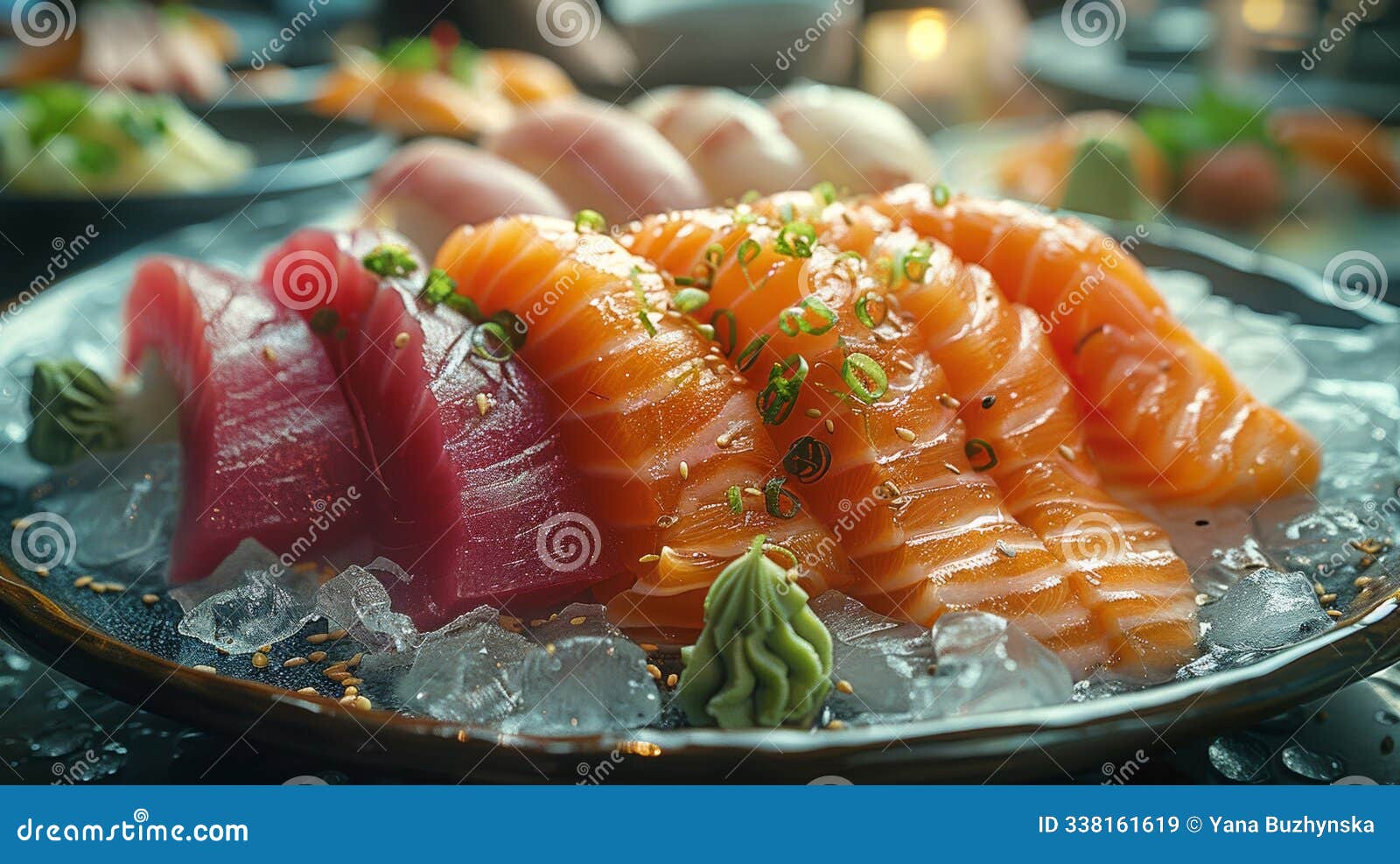 Classic Sashimi Assortment Elegantly Presented on Ice in a Stylish ...