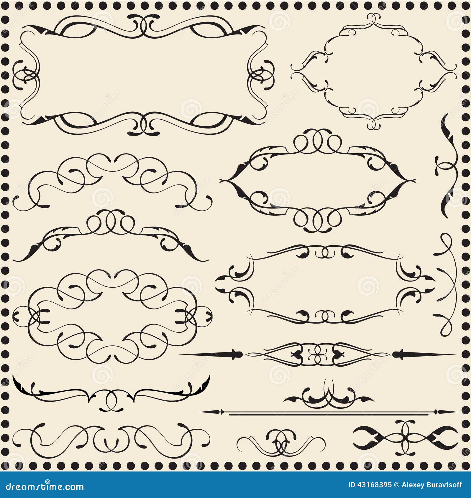 Classic Scroll Elements Set Stock Vector - Illustration of flower, curl ...