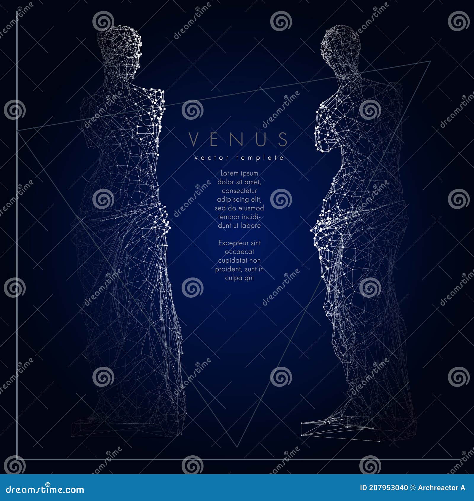 Classic Sculpture Venus Low Poly Wireframe. Abstract Mash Line and ...