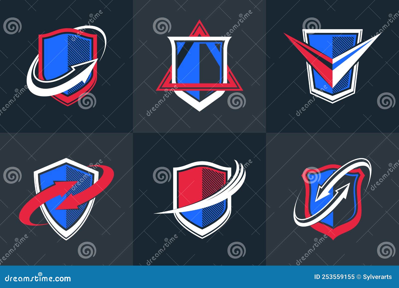 Classic Shields Shapes Set with Different Additional Elements Vector ...