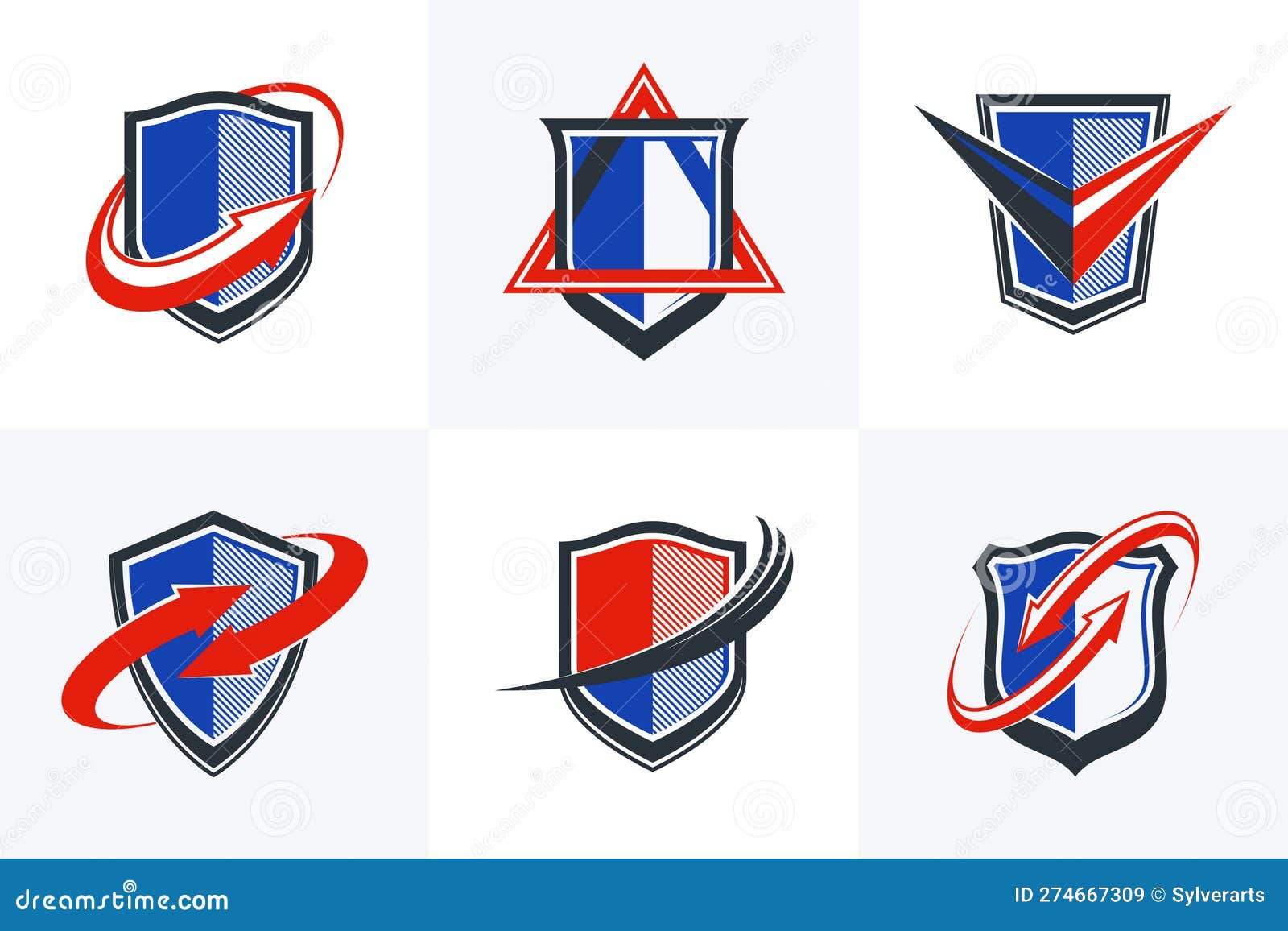 Classic Shields Shapes Set With Different Additional Elements Vector ...