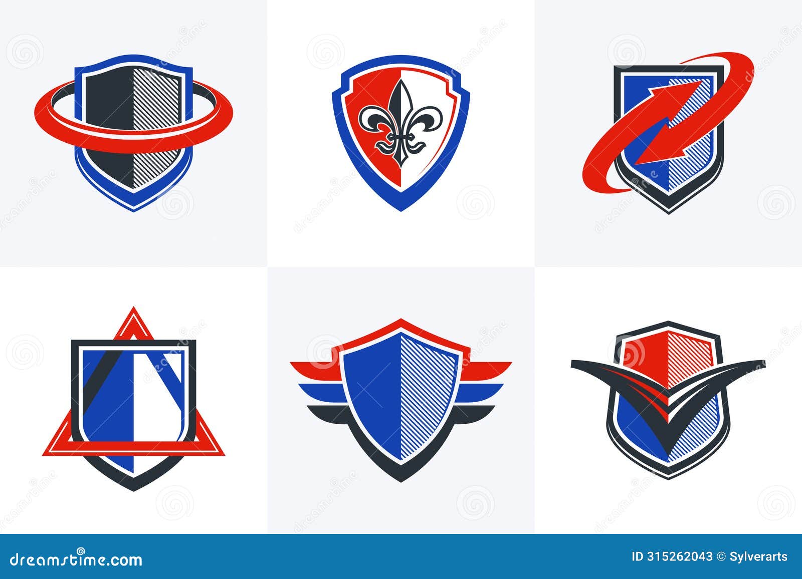 Classic Shields Shapes Set with Different Additional Elements Vector ...
