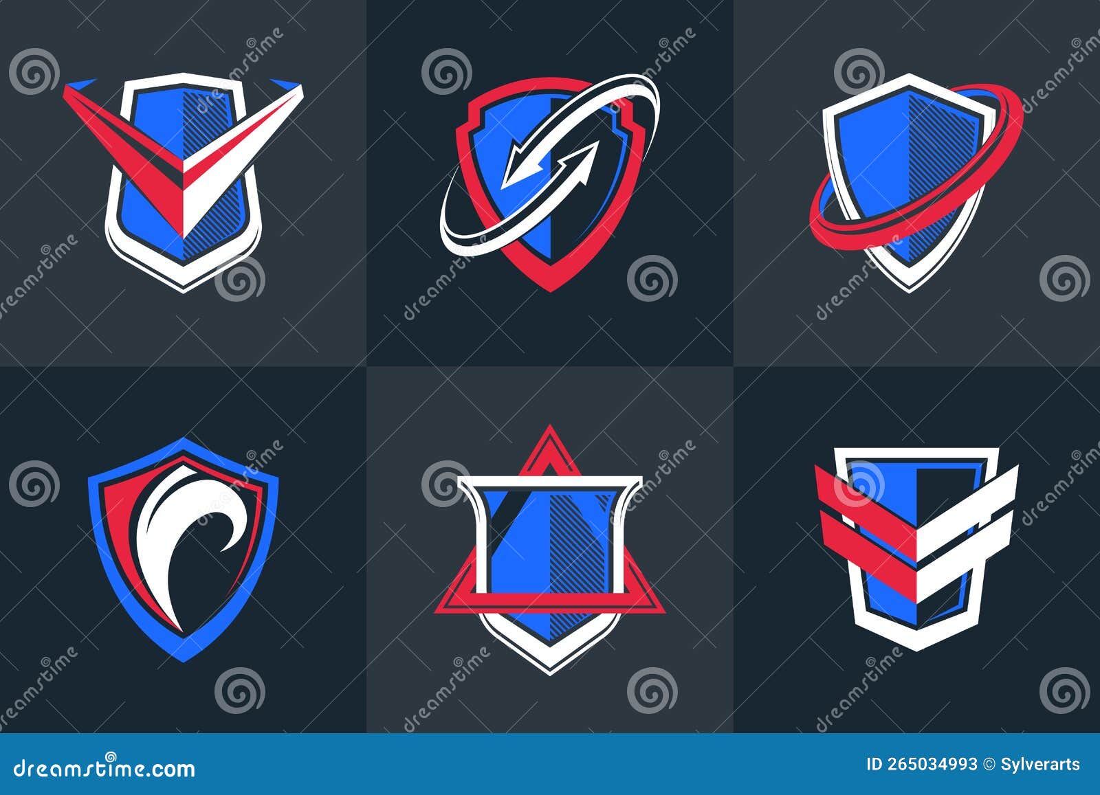 Classic Shields Shapes Set with Different Additional Elements Vector ...