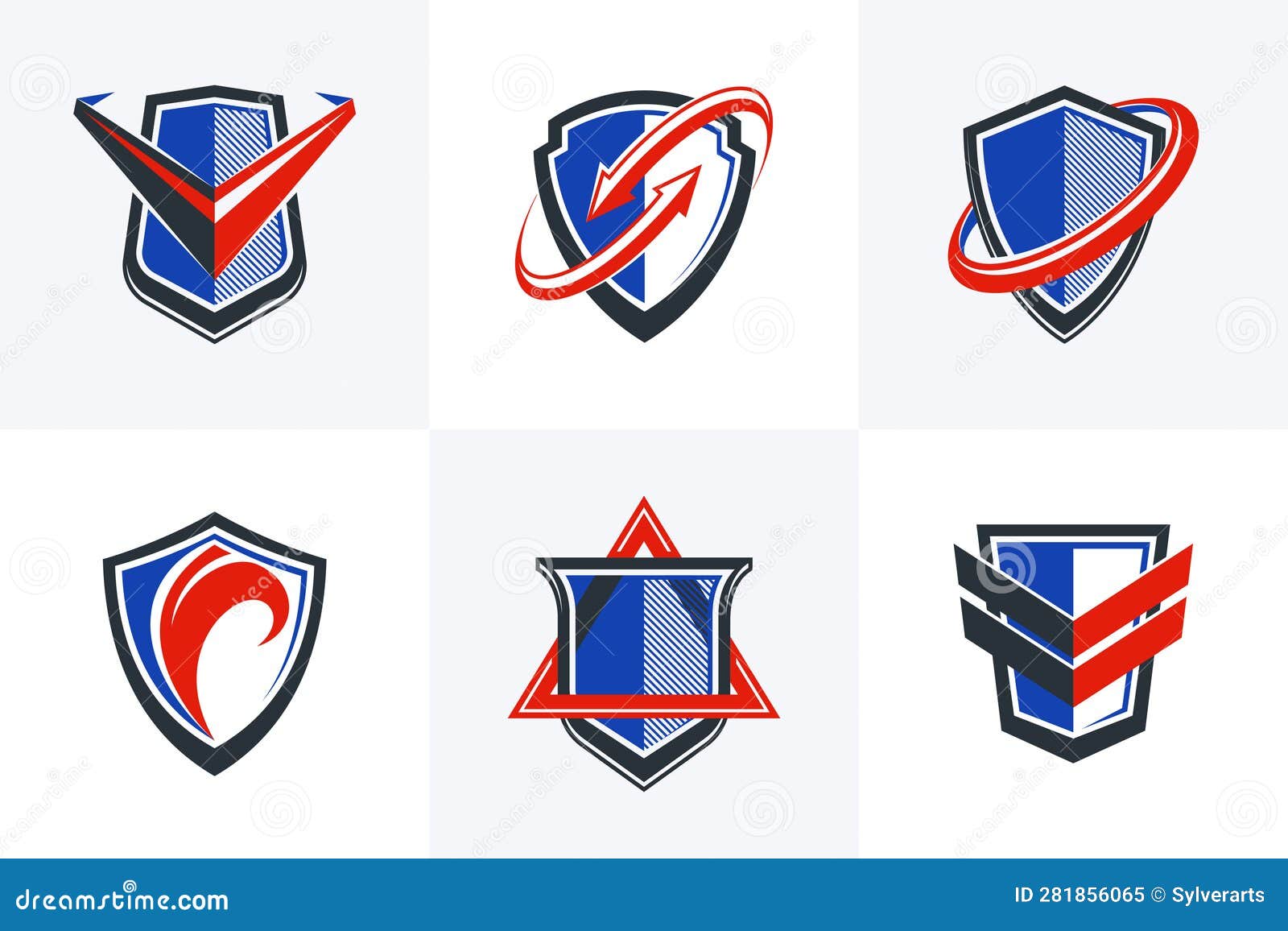 Classic Shields Vector Set, Ammo Emblems Collection, Defense And Safety ...