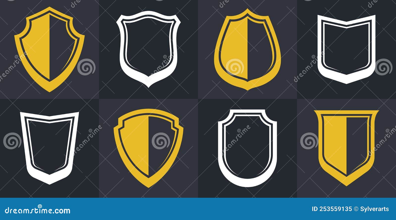 Classic Shields Shapes Set With Different Additional Elements Vector ...