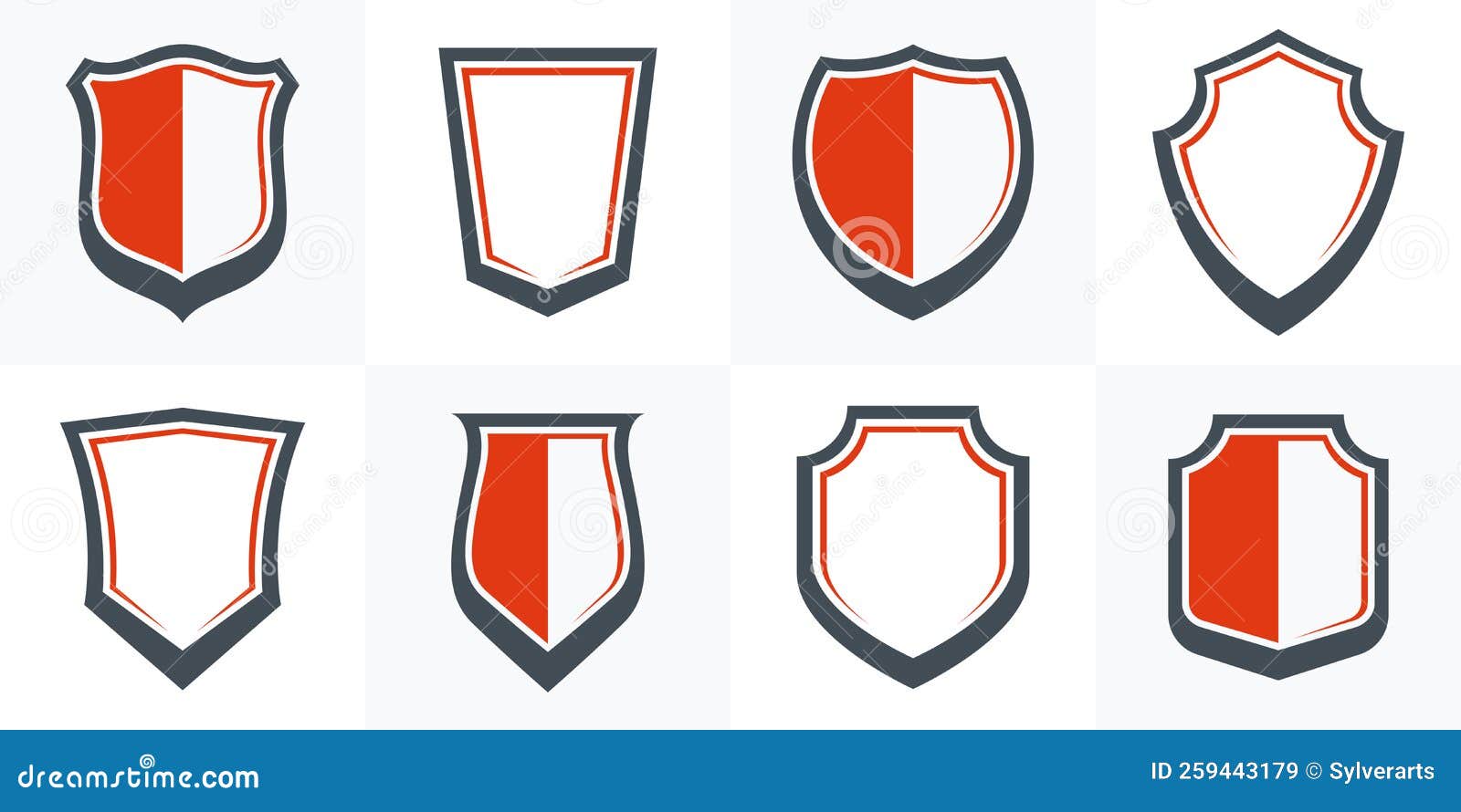 Classic Shields Shapes Set With Different Additional Elements Vector ...