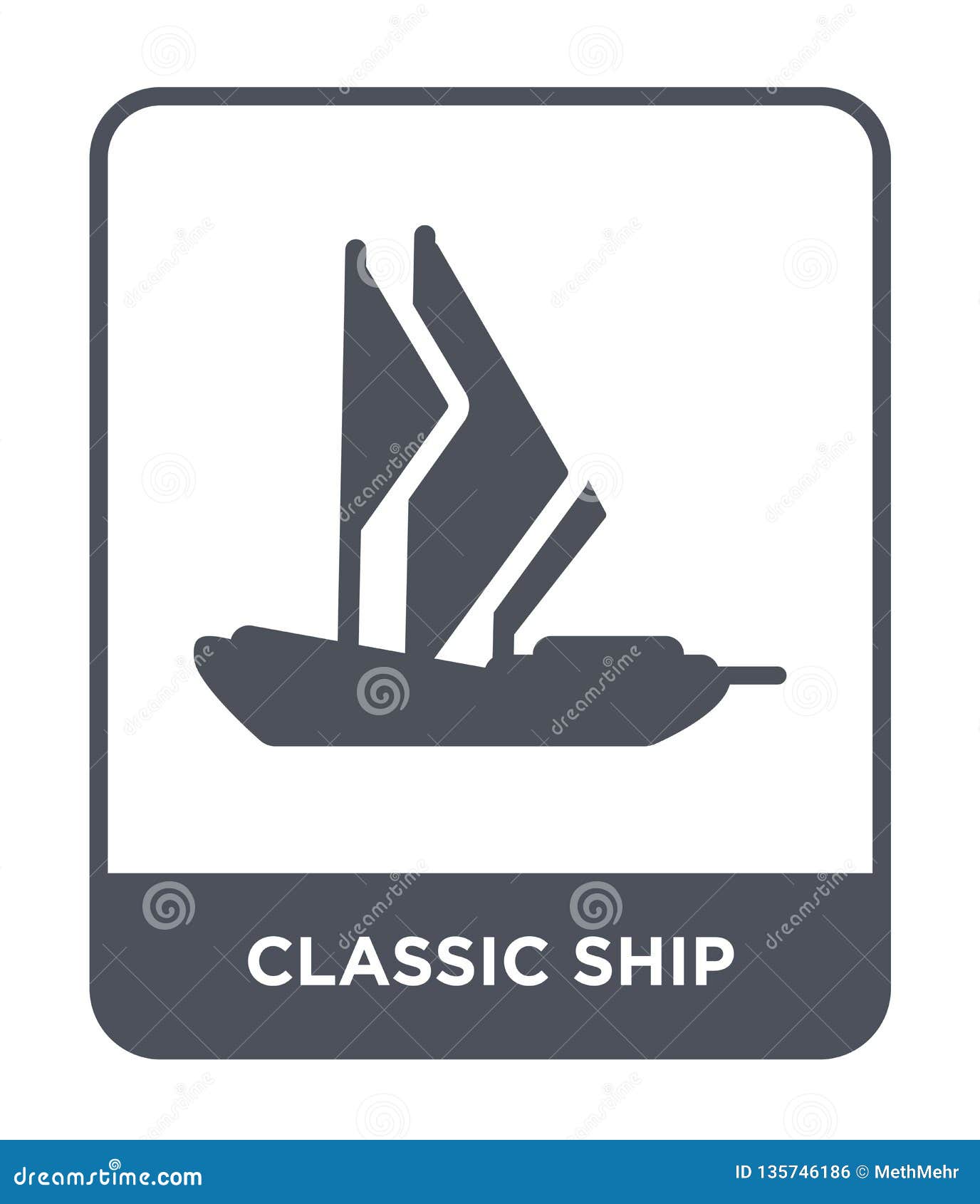 Classic Ship Icon in Trendy Design Style. Classic Ship Icon Isolated on ...