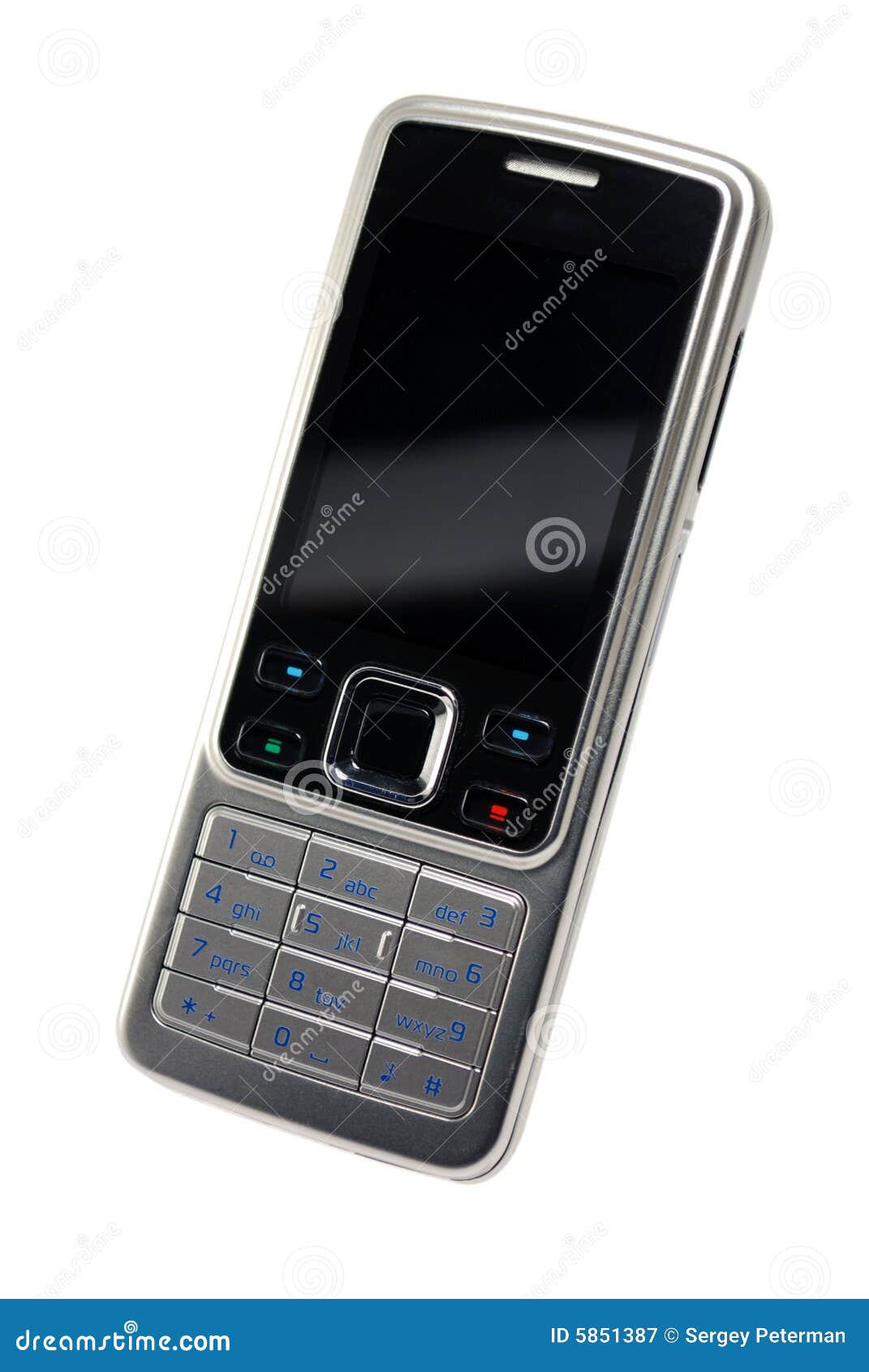 Classic Silver-black Cell Phone Isolated with Path Stock Image - Image ...