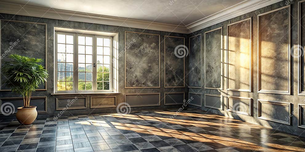 Classic Slate Room Under Retro Sun Rays Nostalgic and Charming ...