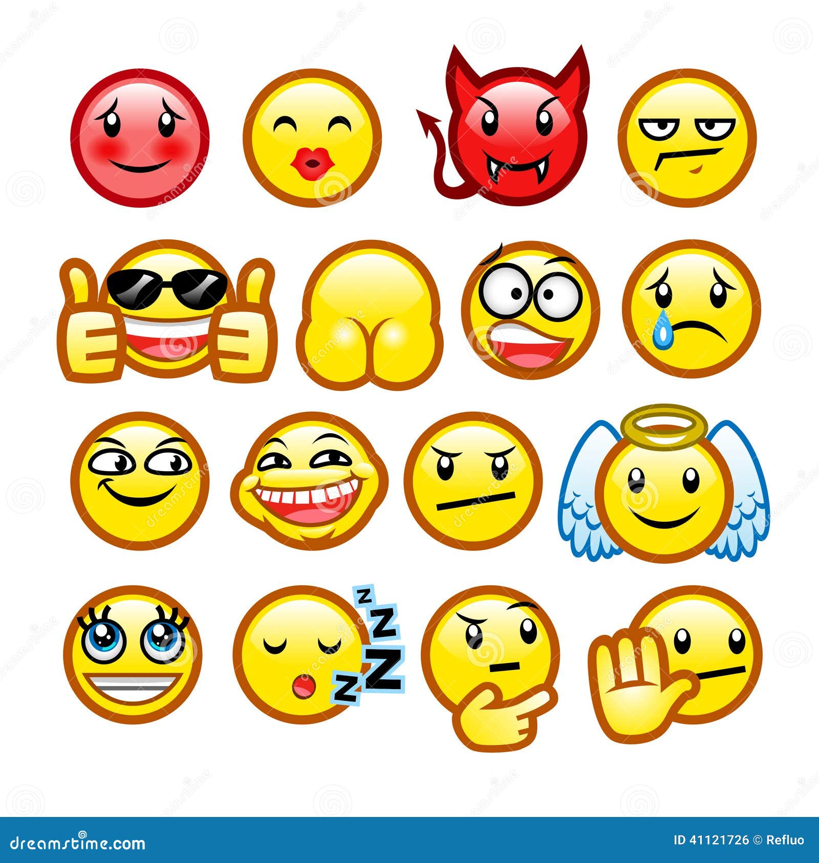 Demon Smileys Vector Set. Bad Devil Smiley Face Or Red Emoticons With ...