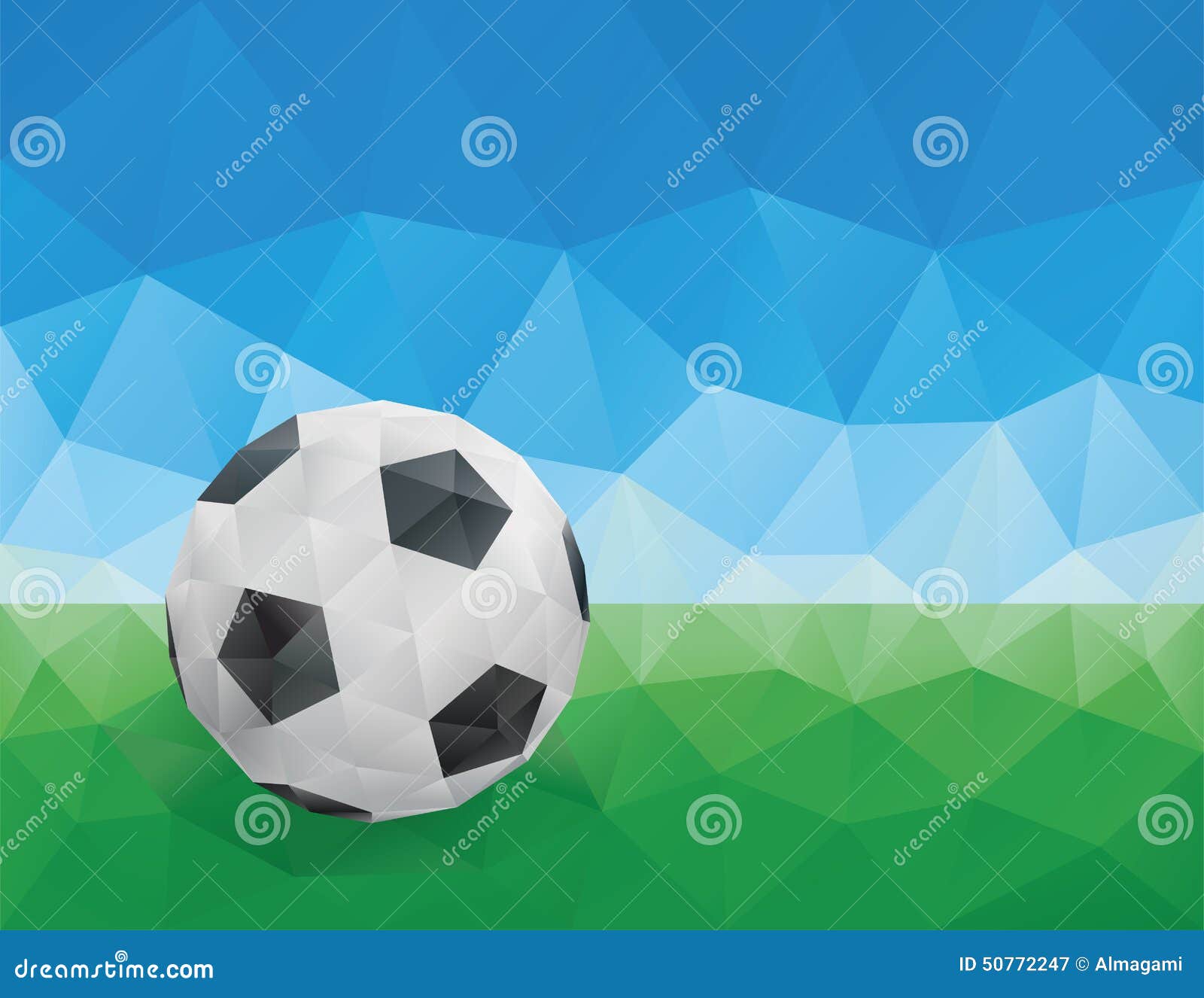 Classic Soccer Ball, Green Grass and Blue Sky Stock Vector ...