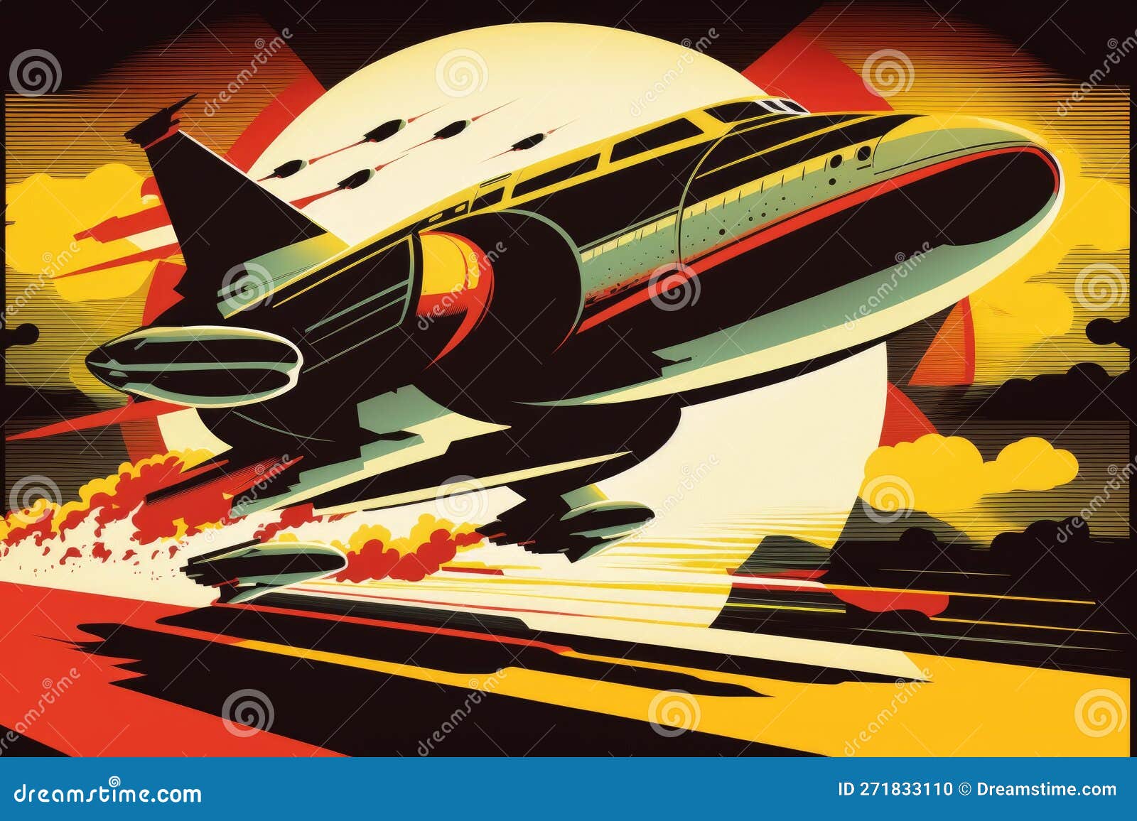 Classic Spaceship Takes To the Skies. an Example of Pop Art Stock ...
