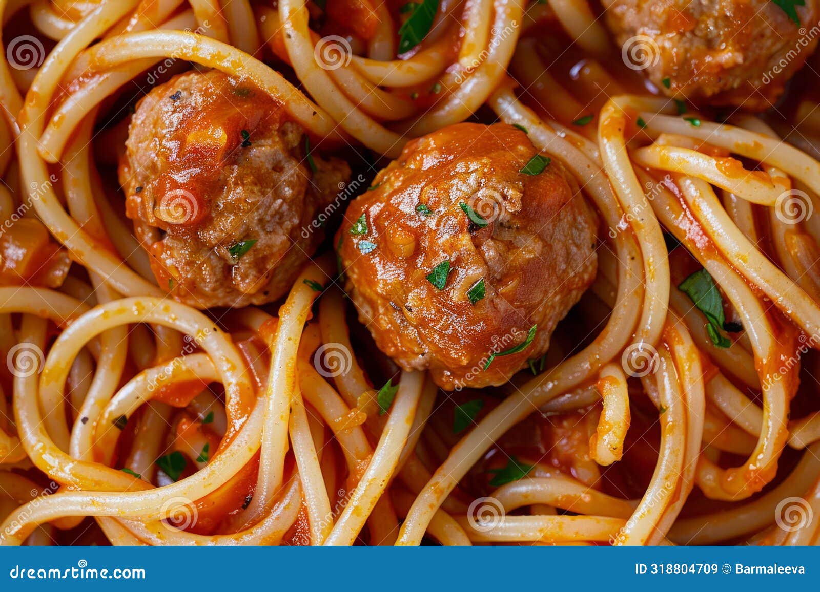 Spaghetti with Big Meatballs in Tomato Sauce Stock Image - Image of ...