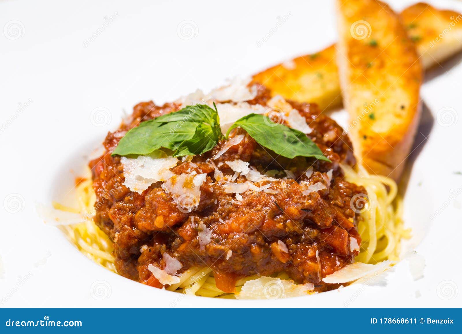 Classic Spaghetti in Tomato Sauce. Copy Space. Stock Image - Image of ...