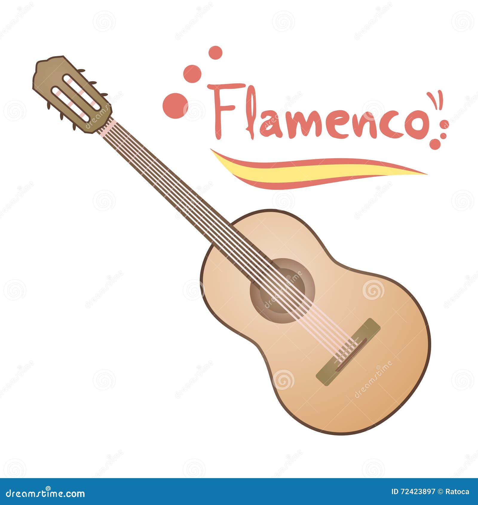 Classic spanish guitar stock vector. Illustration of element - 72423897
