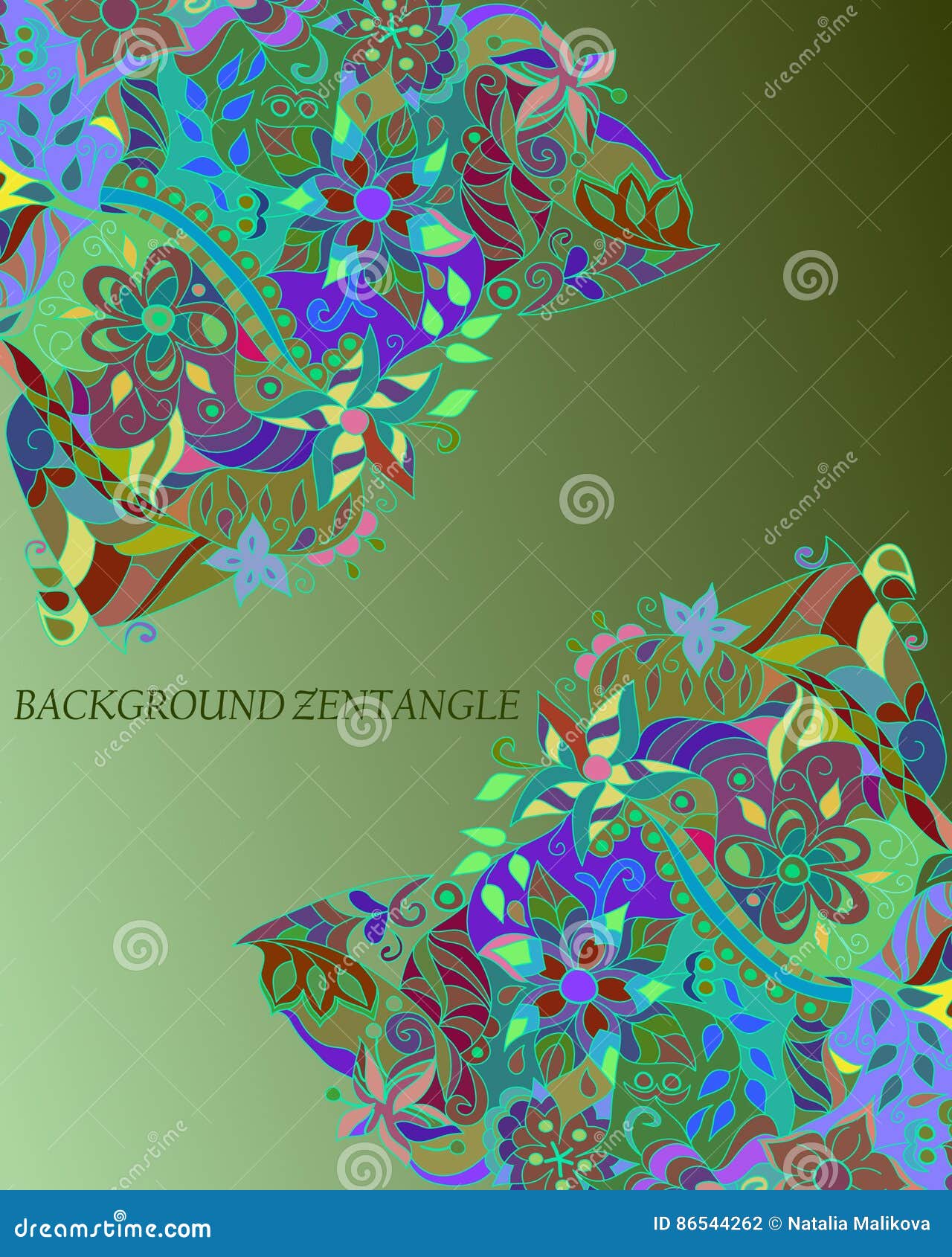 Classic Spring Card with Elements of Zentangle . Vector Print. Stock ...