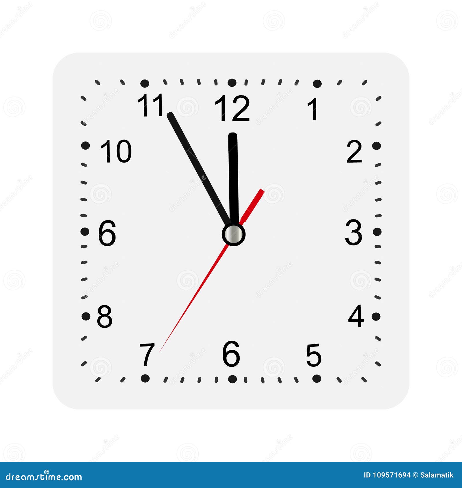 Classic Square Wall Clock Isolated on White. Empty Dial Watch Stock ...