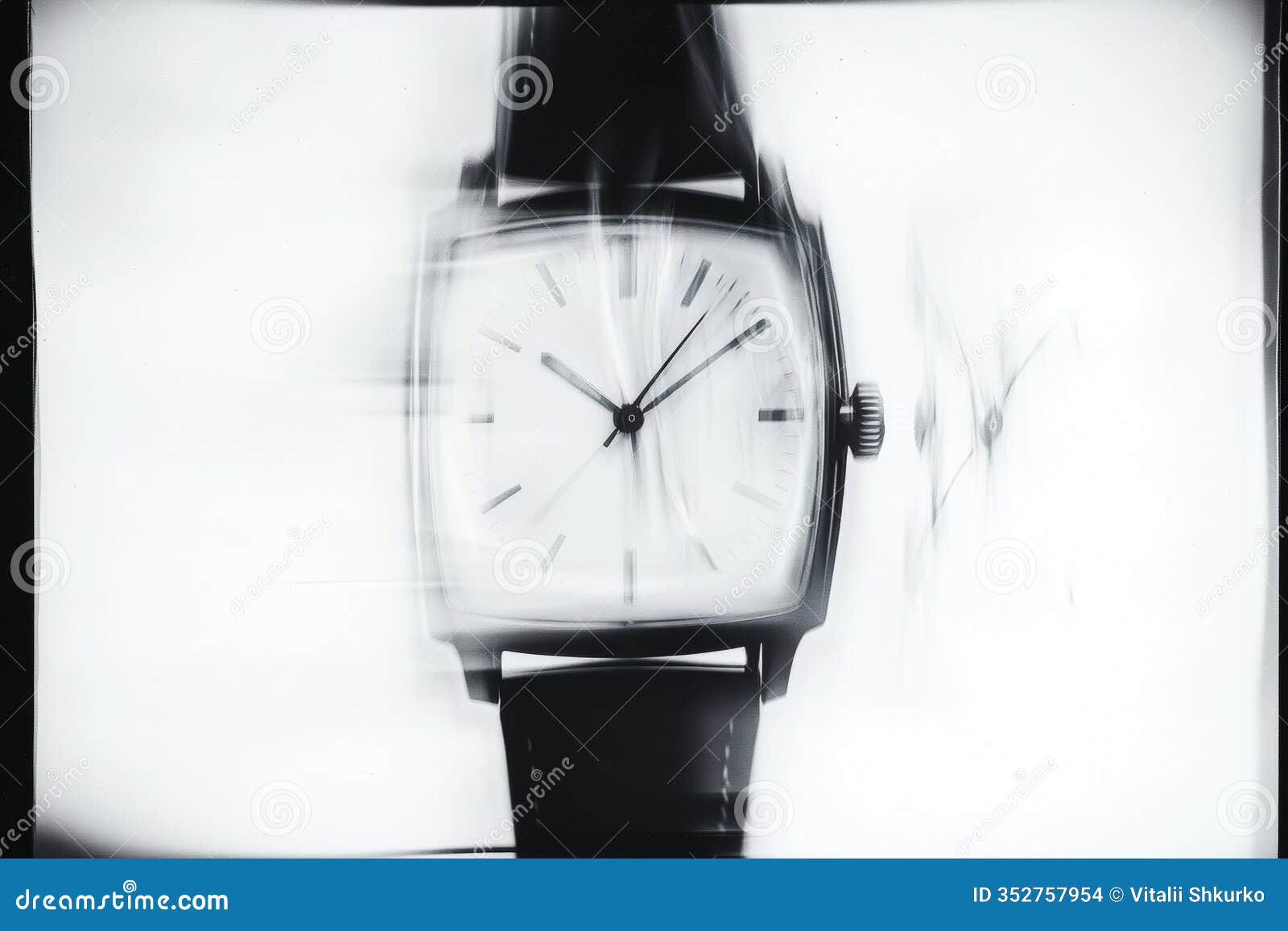 A Classic Square Watch is Central in the Frame, Displaying Motion Blur ...