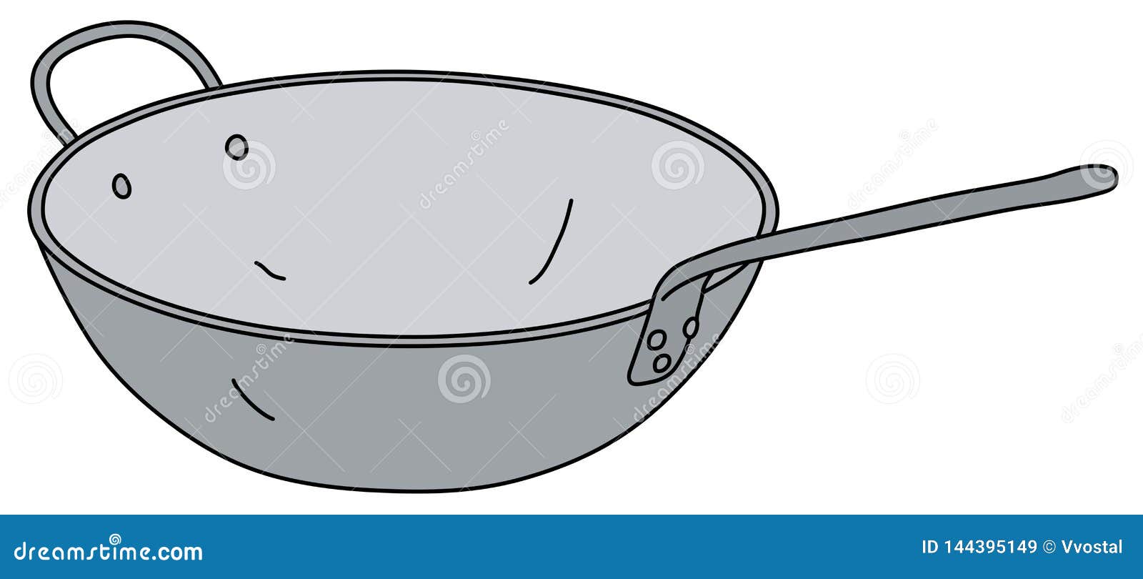 The Classic Stainless Steel Chinese Pan Stock Vector - Illustration of ...