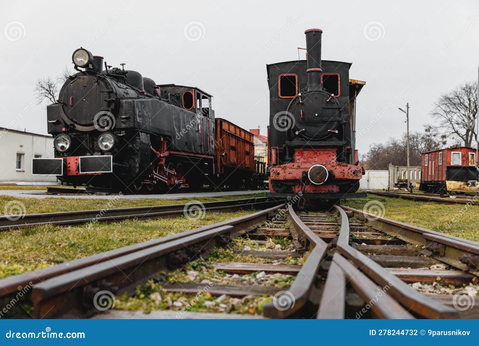 Classic Steam Engine at an Open-air Railway Yard. Editorial Photography ...