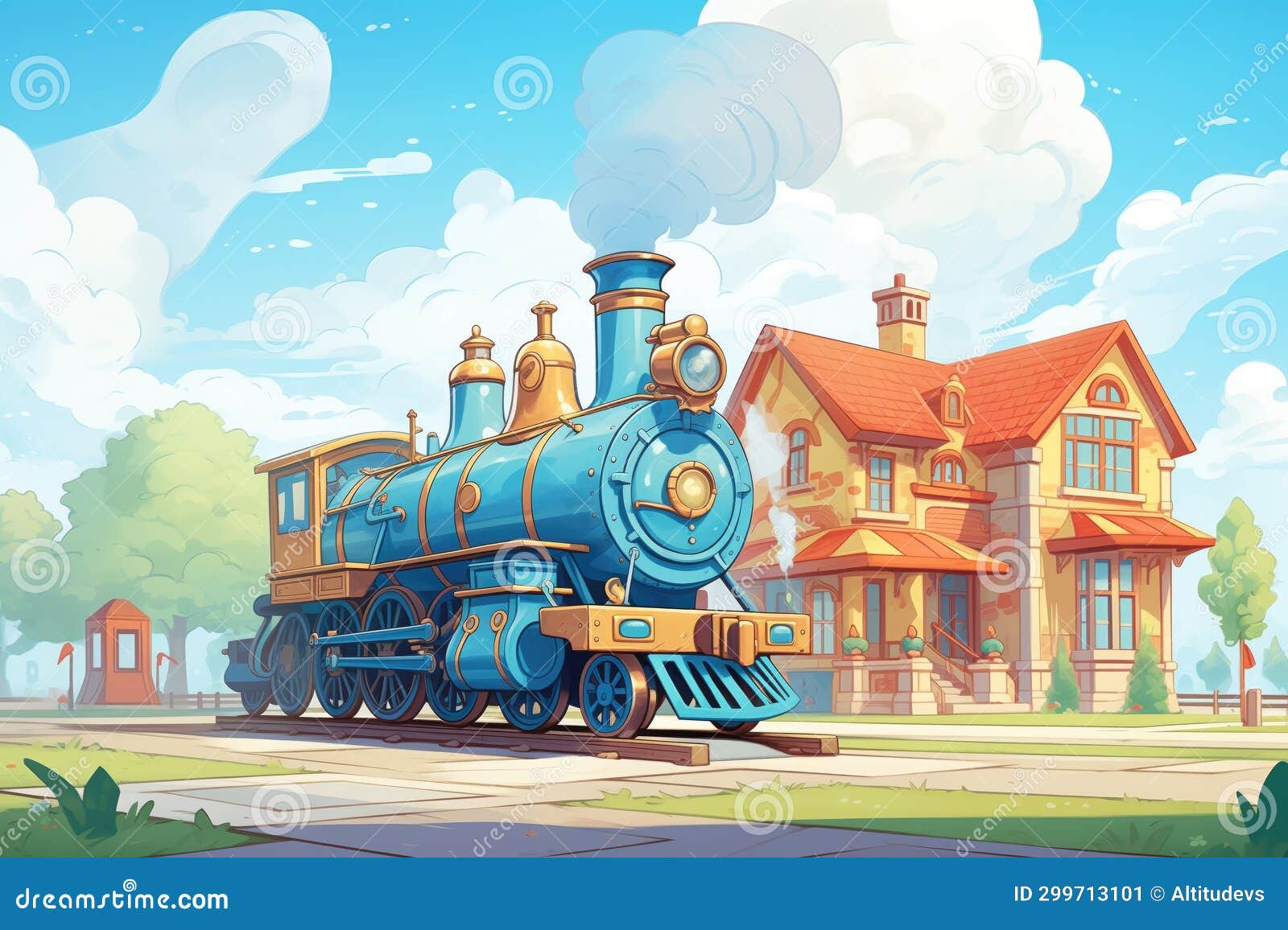 Classic Steam Engine Parked at a Quaint Rail Station Stock Image ...