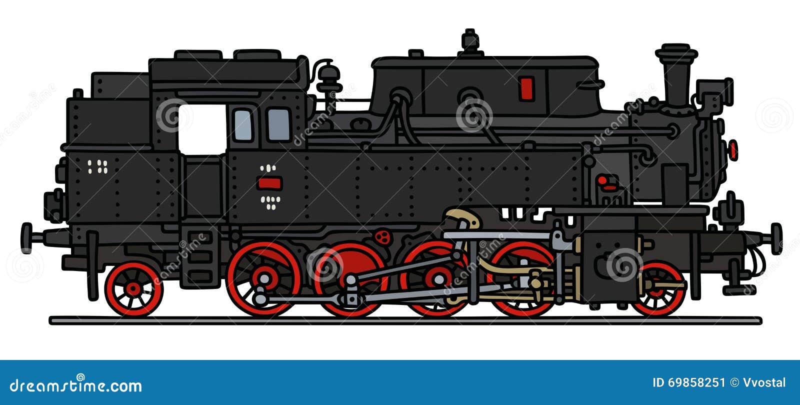 Classic Steam Locomotive Cartoon Vector | CartoonDealer.com #69858251