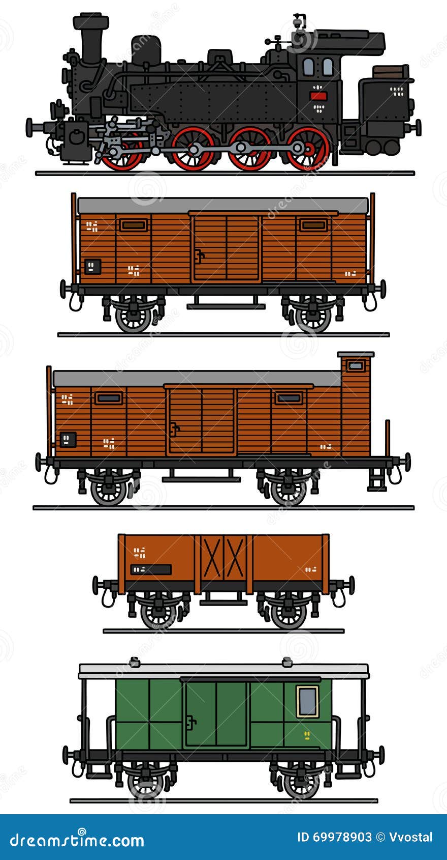 Classic Red Steam Locomotive Cartoon Vector | CartoonDealer.com #104867991