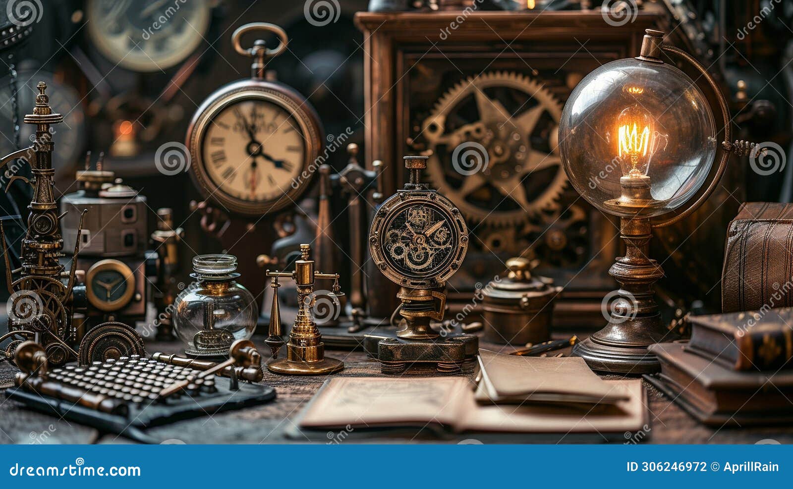 Classic Steampunk Background. Stock Photo - Image of gold, element ...