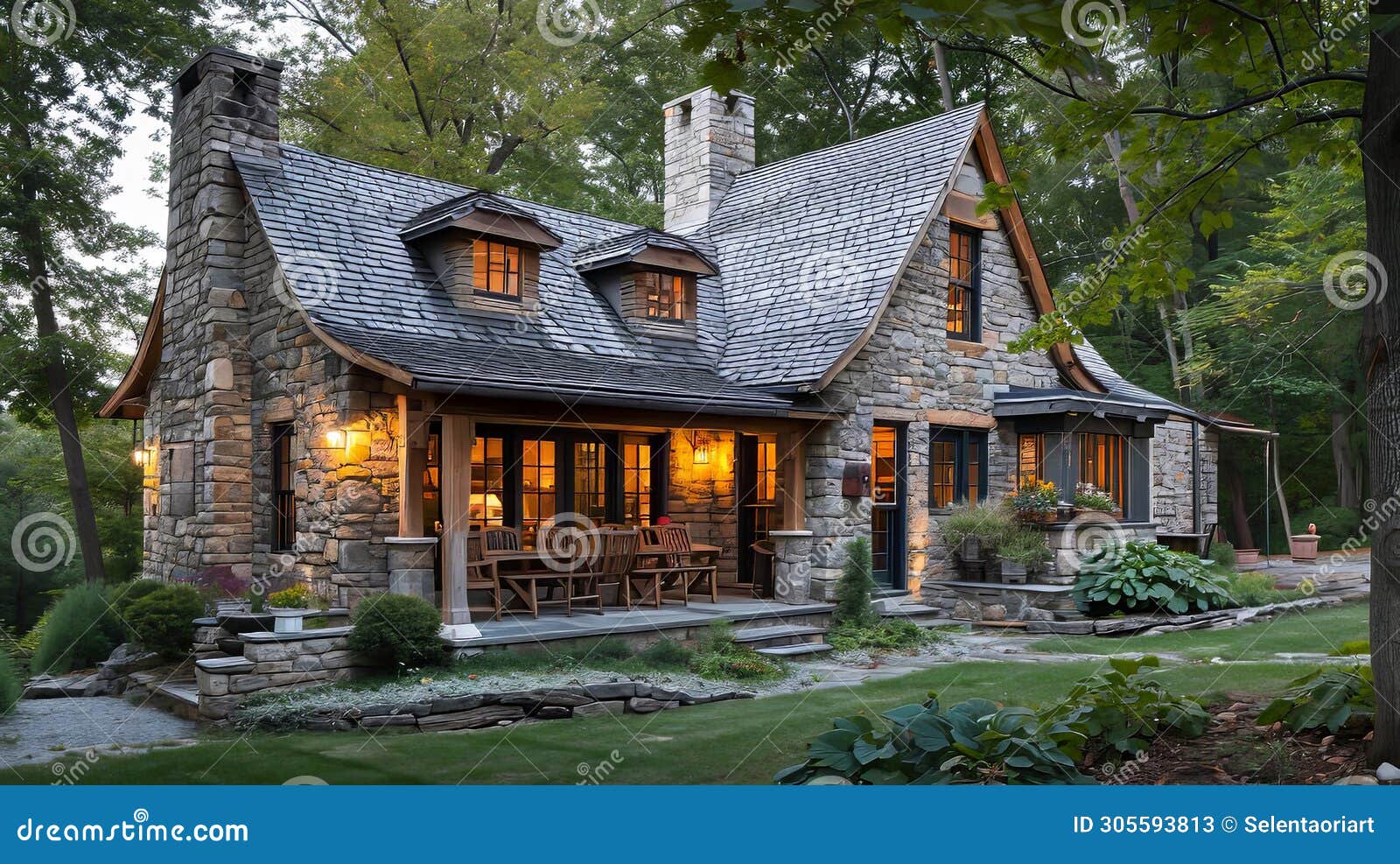 Classic Stone Cottage Interior Concept Stock Illustration ...