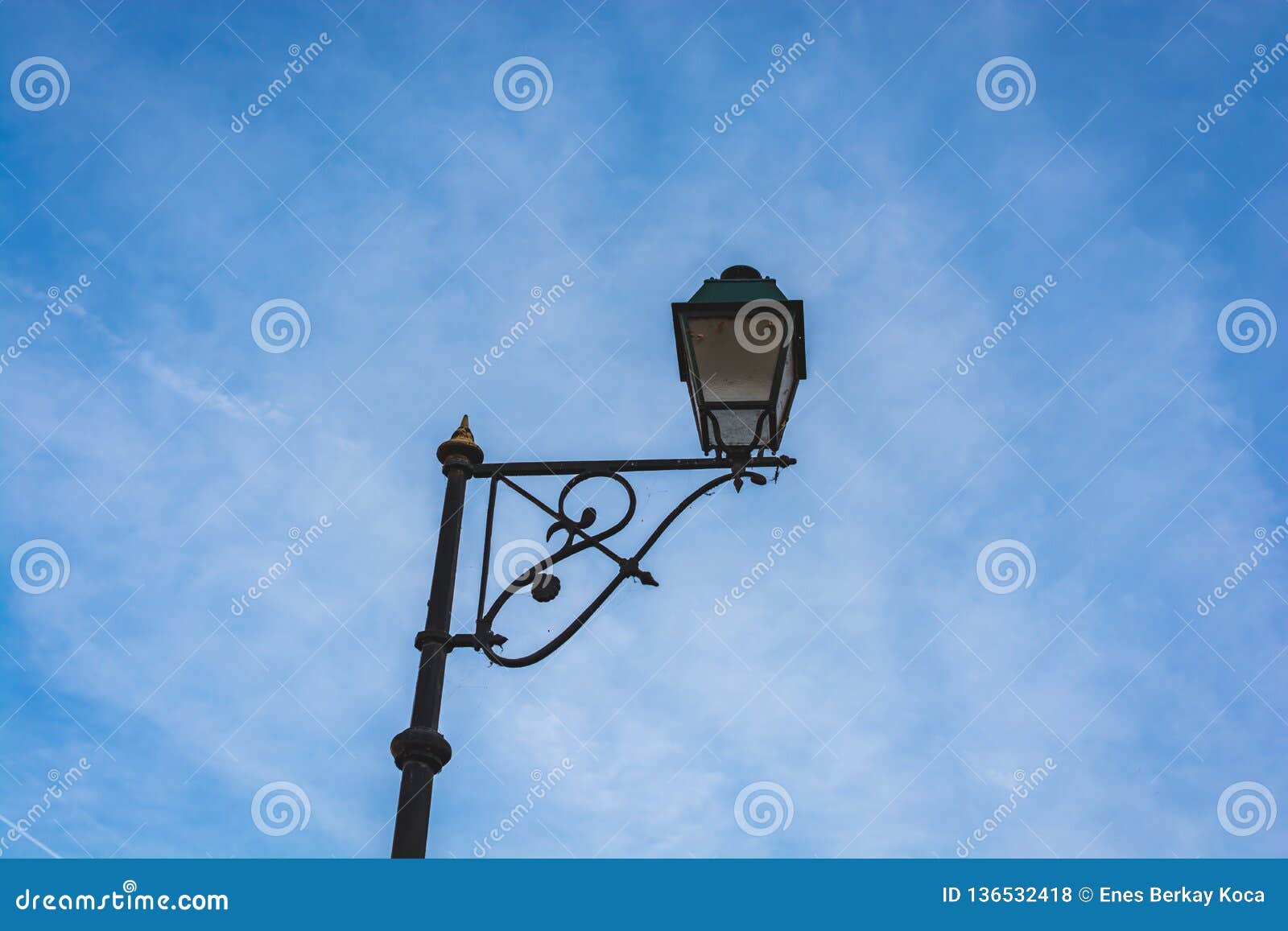 Classic Street Lamp in Blue Sky Stock Photo - Image of post, lantern ...
