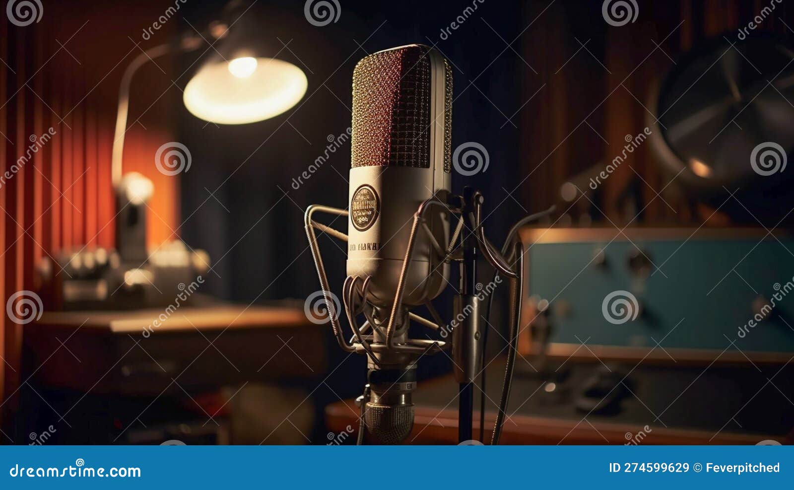 Retro Studio Microphone in the Stand in a Music Studio Setting ...