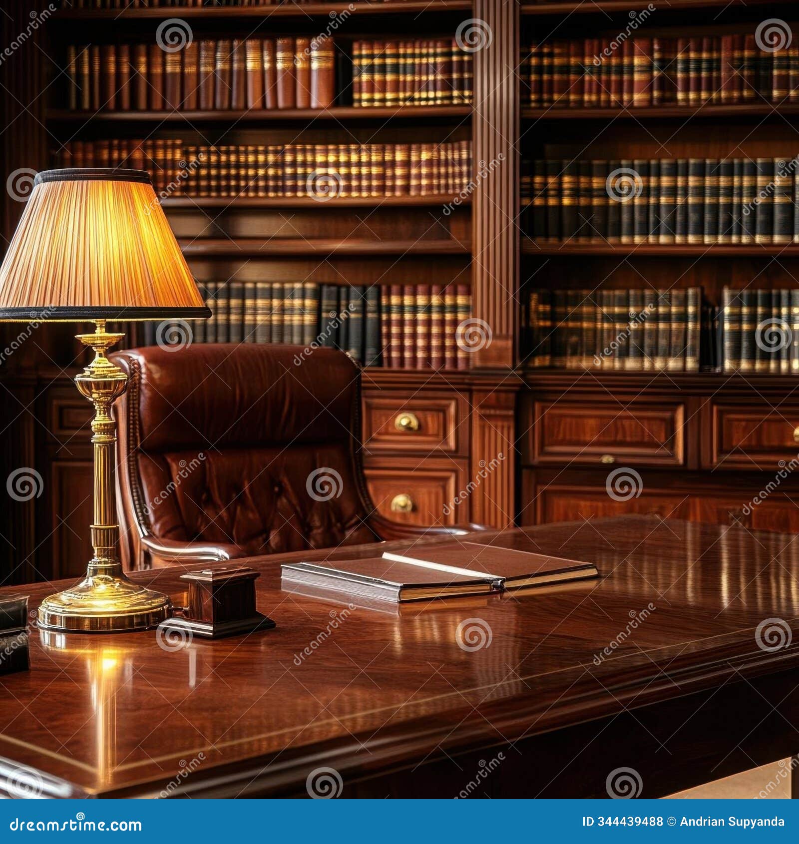Classic Study Room with Leather Chair and Bookshelves Stock ...